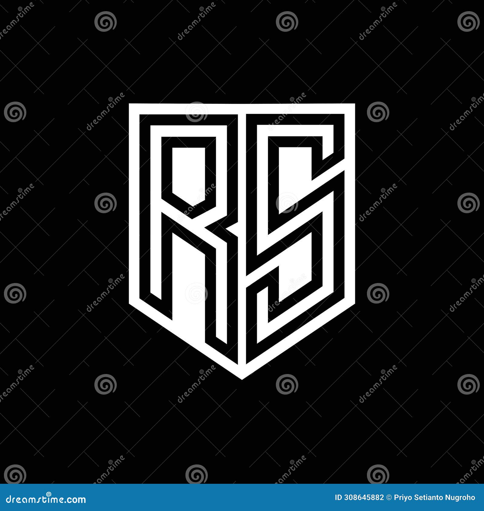 RS Logo Monogram Shield Geometric Black Line Inside White Shield Color ...