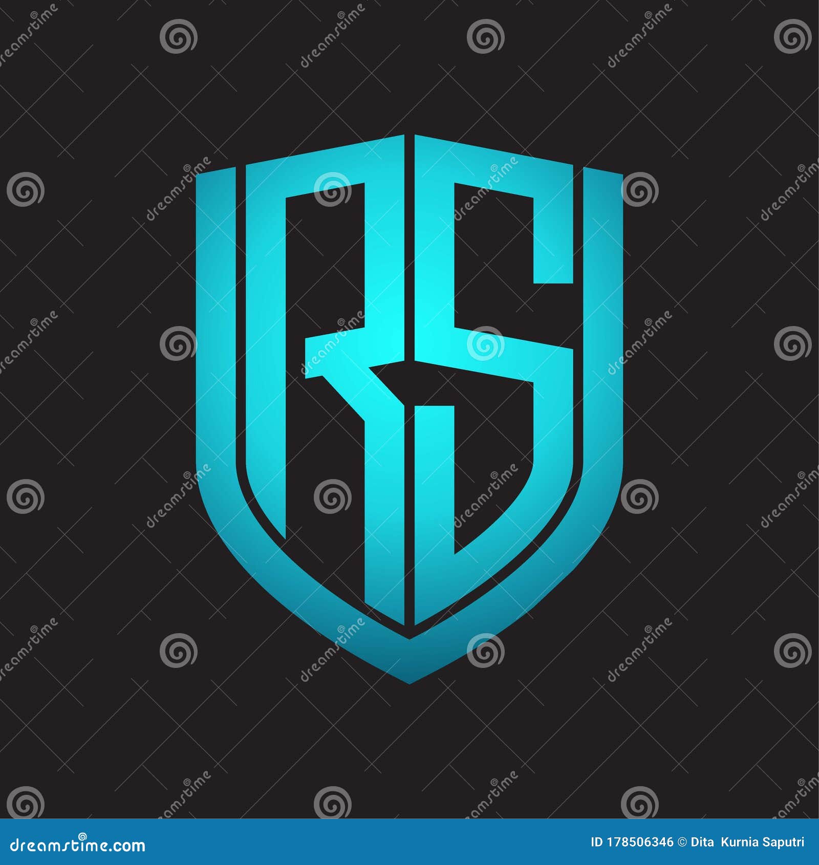 RS Logo Monogram with Emblem Shield Design Isolated with Blue Colors on ...