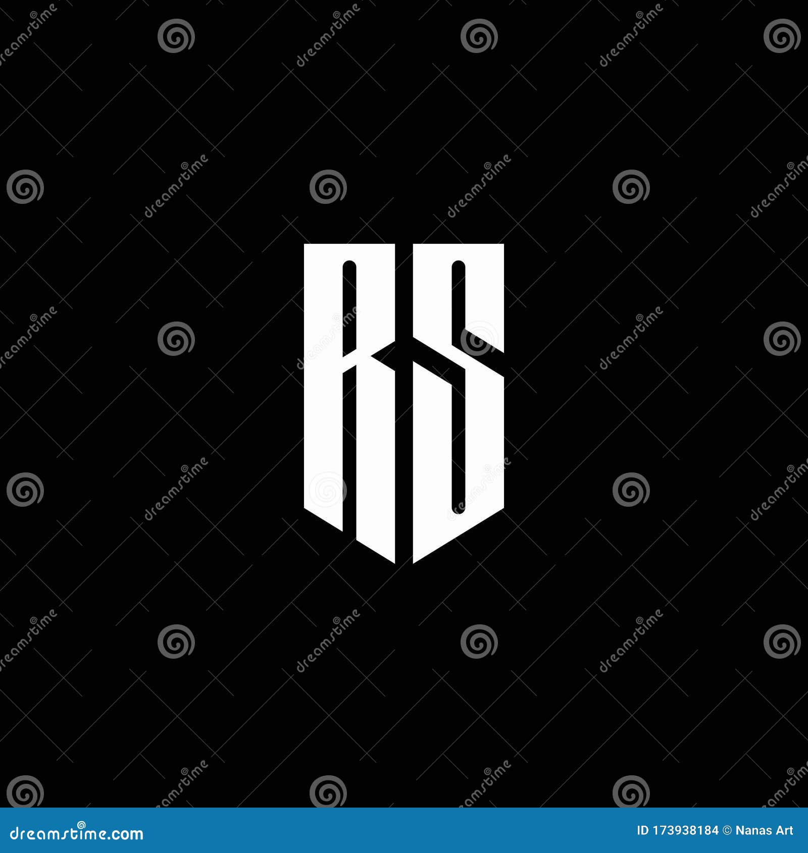 RS Logo Monogram with Emblem Style Isolated on Black Background Stock ...