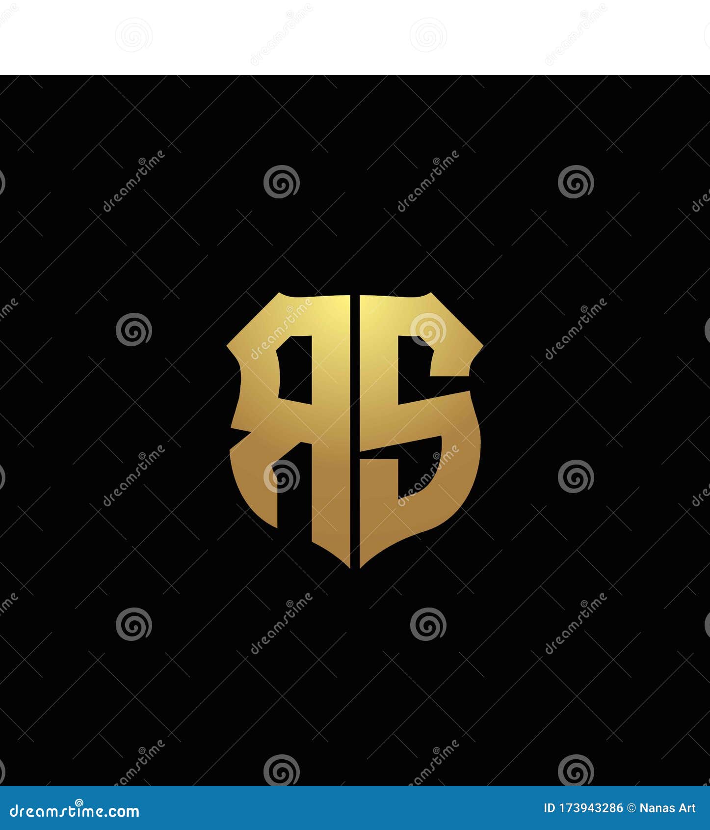 RS Logo Monogram with Gold Colors and Shield Shape Design Template ...