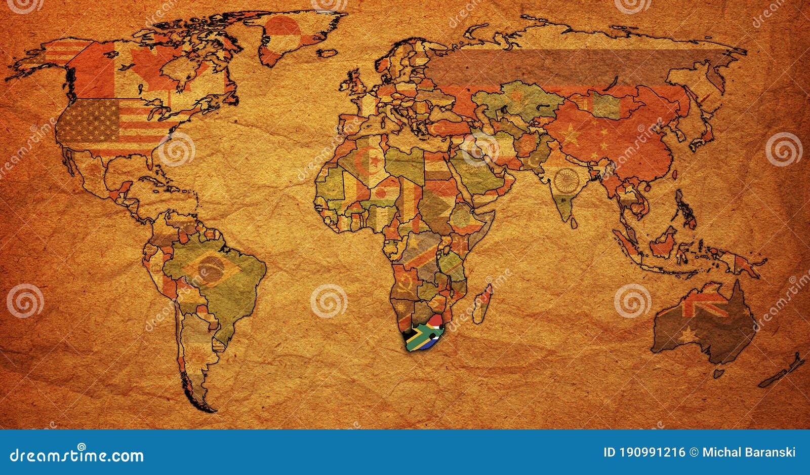 Rsa on map of world stock photo. Image of atlas, outline - 190991216