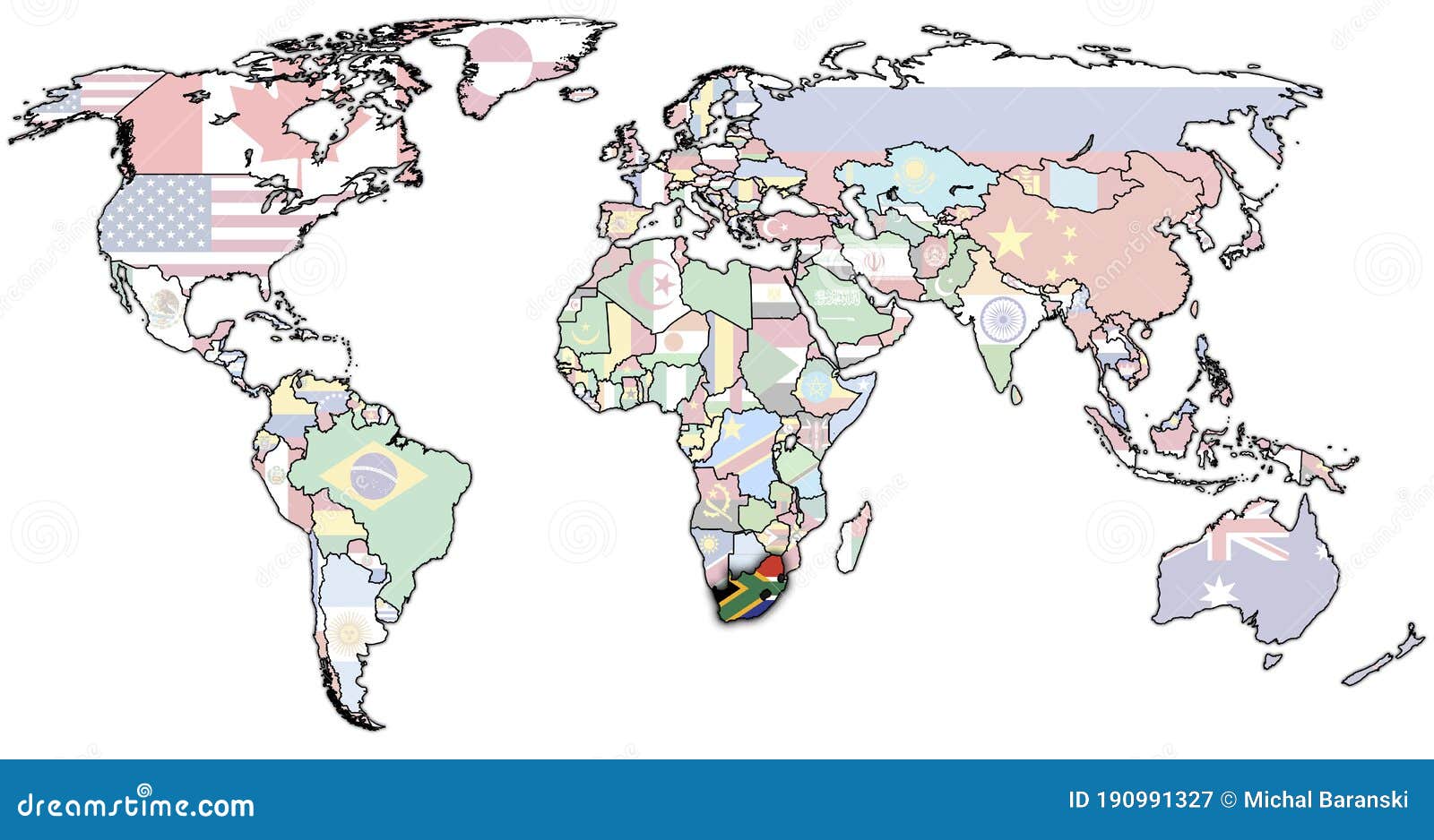Rsa on map of world stock illustration. Illustration of south - 190991327