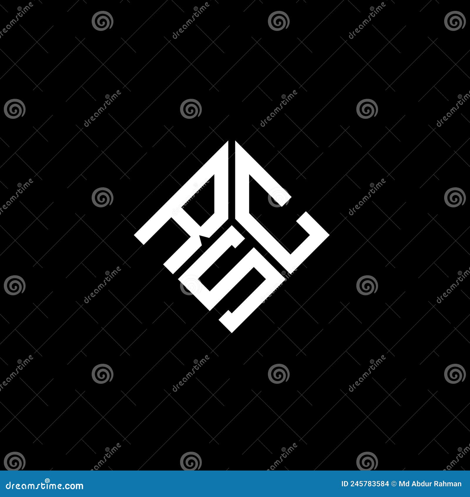 RSC Letter Logo Design on Black Background. RSC Creative Initials ...