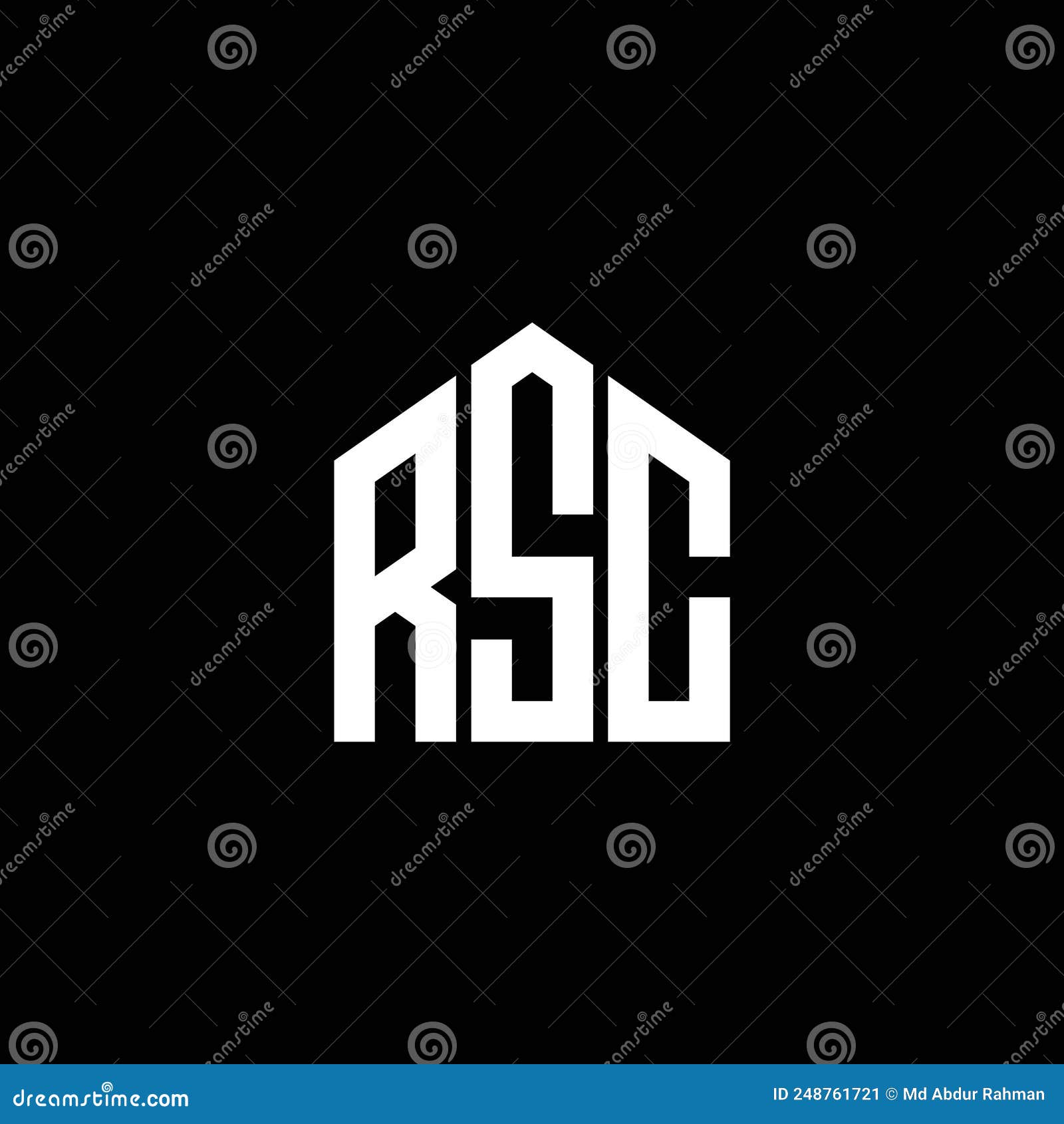 RSC Letter Logo Design on BLACK Background. RSC Creative Initials ...