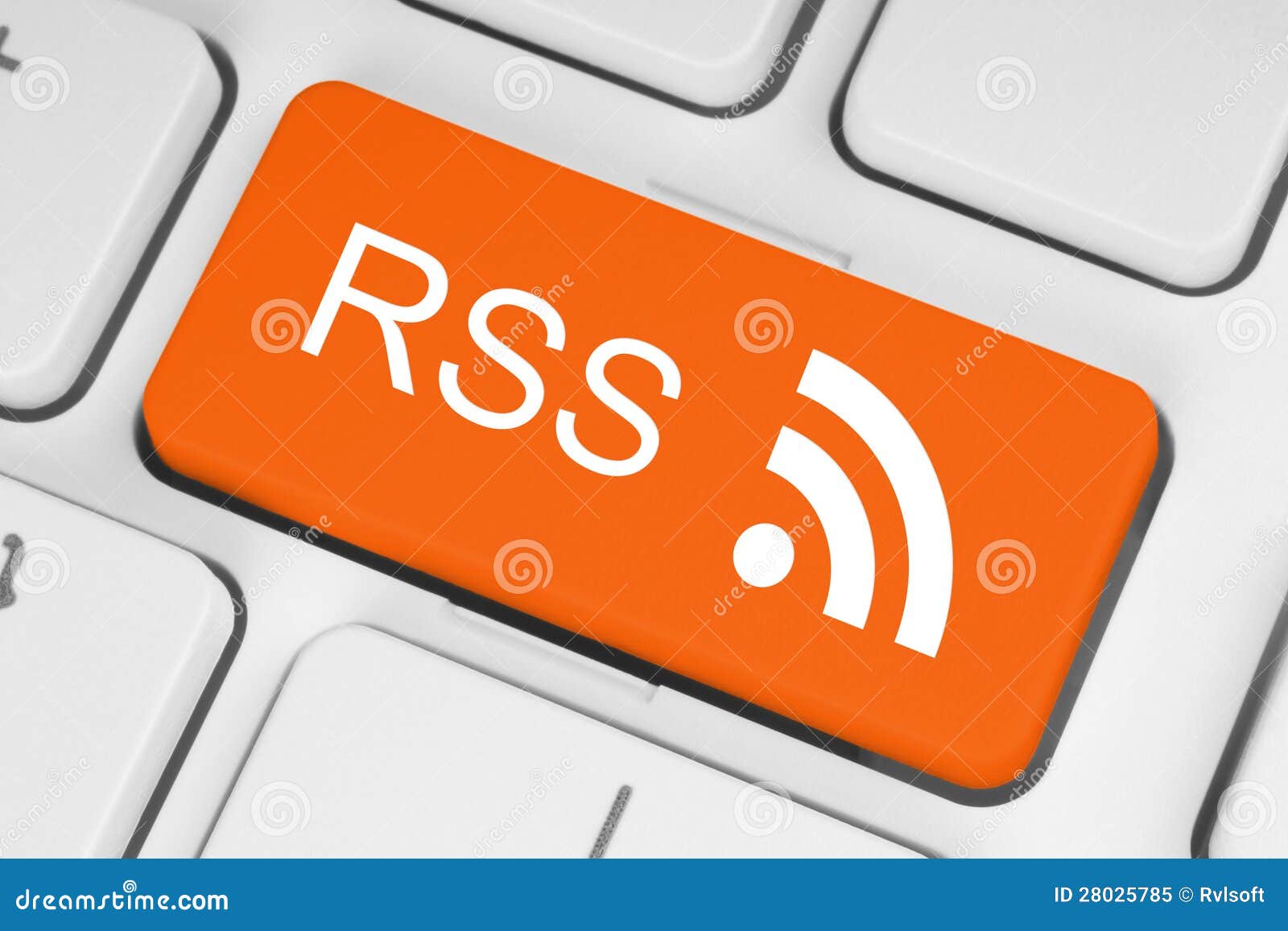 RSS button on keyboard stock image. Image of exchanging - 28025785