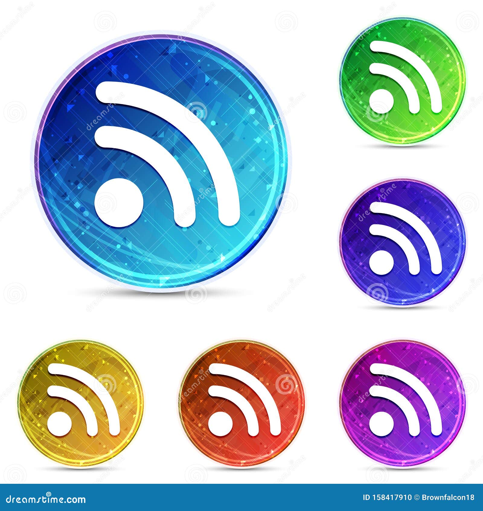 RSS Feed Icon Digital Abstract Round Buttons Set Illustration Stock ...