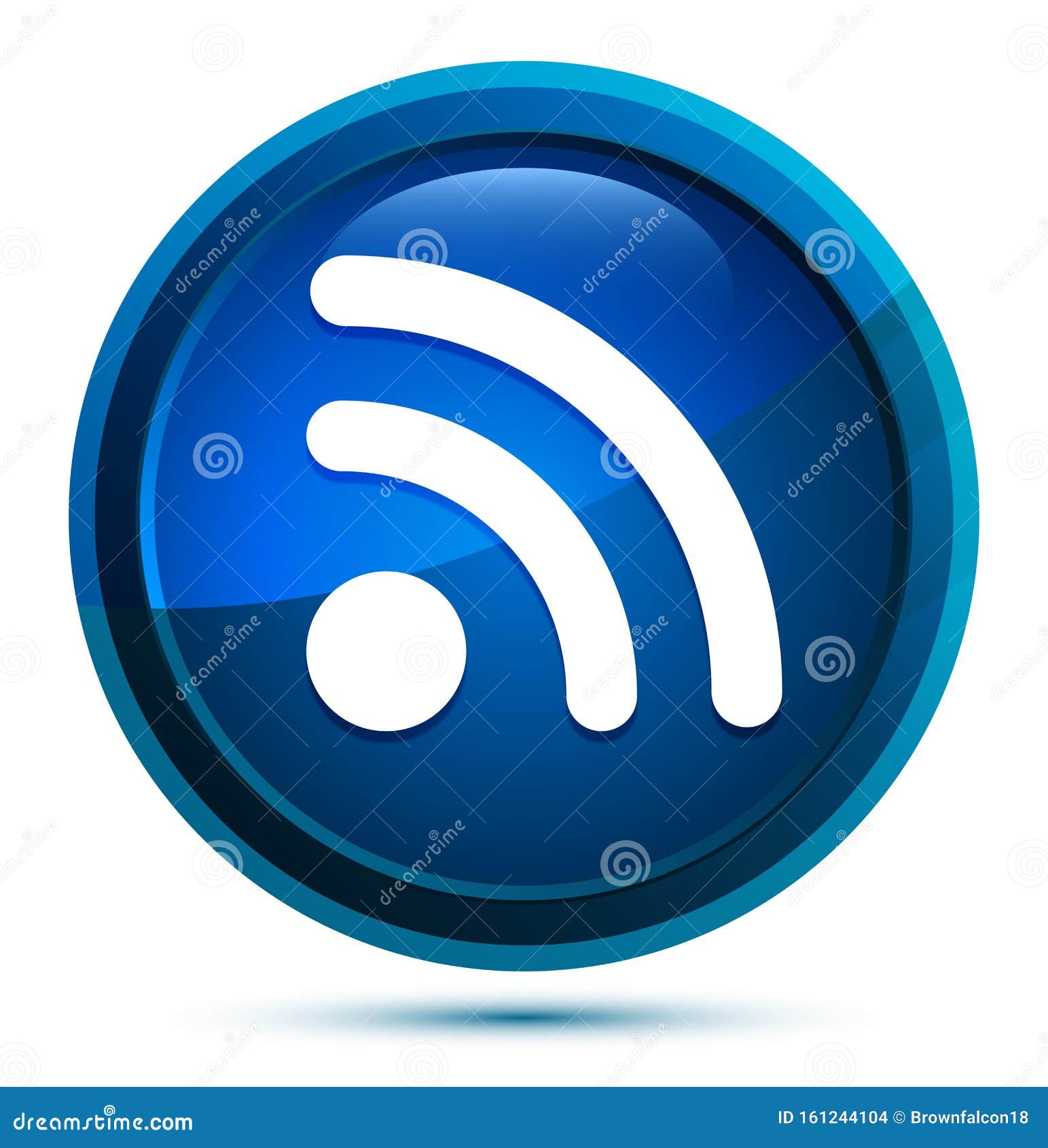 RSS Feed Icon Elegant Blue Round Button Illustration Stock Vector ...