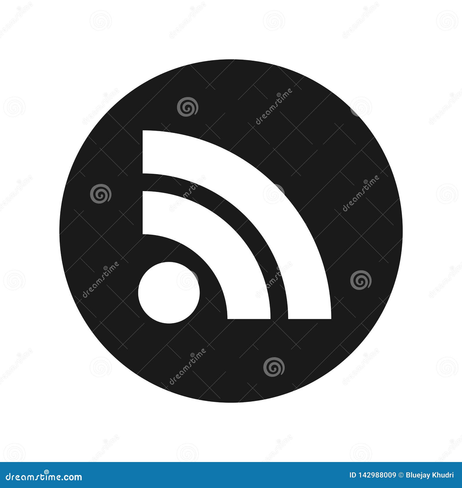RSS Feed Icon Flat Black Round Button Vector Illustration Stock Vector ...