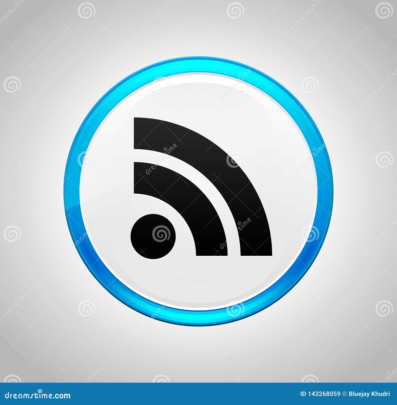 RSS Feed Icon Round Blue Push Button Stock Illustration - Illustration ...