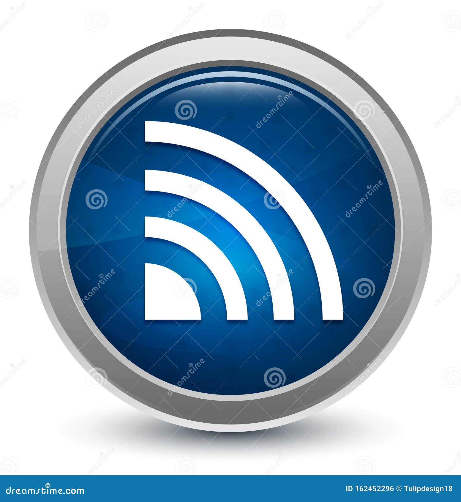 RSS Feed Icon Starburst Shiny Blue Round Button Illustration Design ...