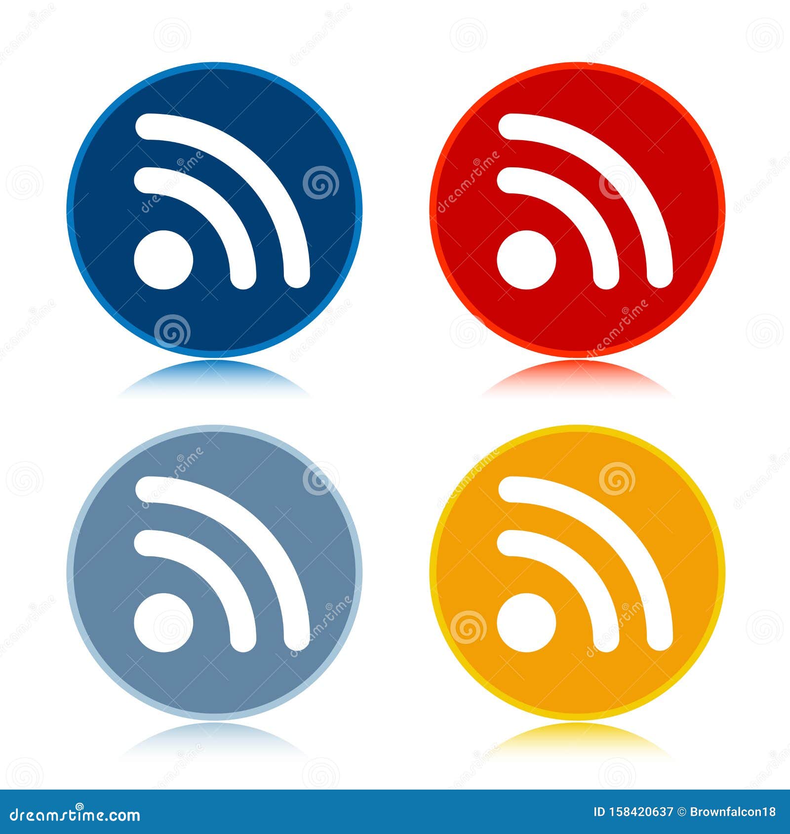 RSS Feed Icon Trendy Flat Round Buttons Set Illustration Design Stock ...