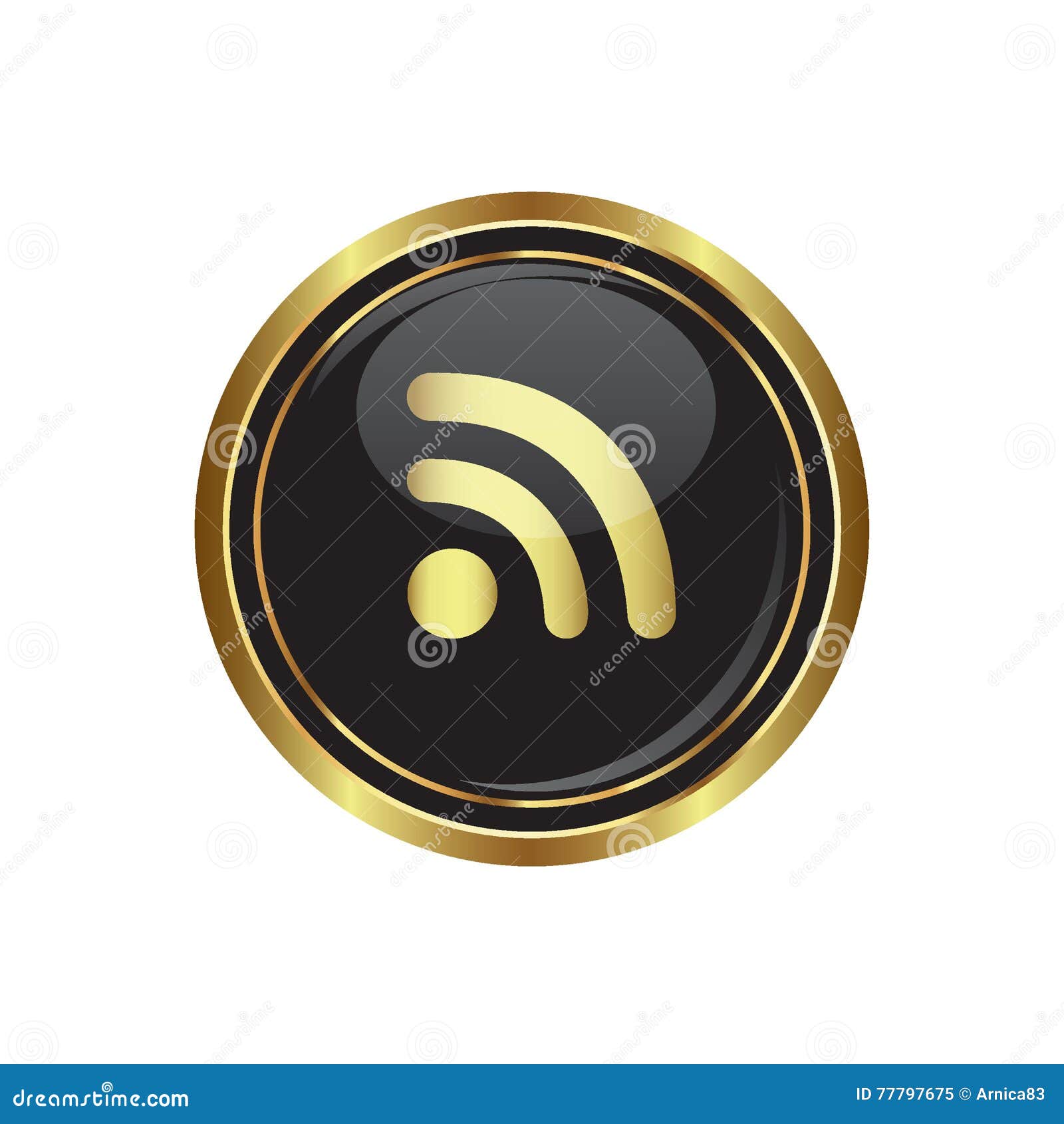 Rss icon on the button stock vector. Illustration of graphic - 77797675