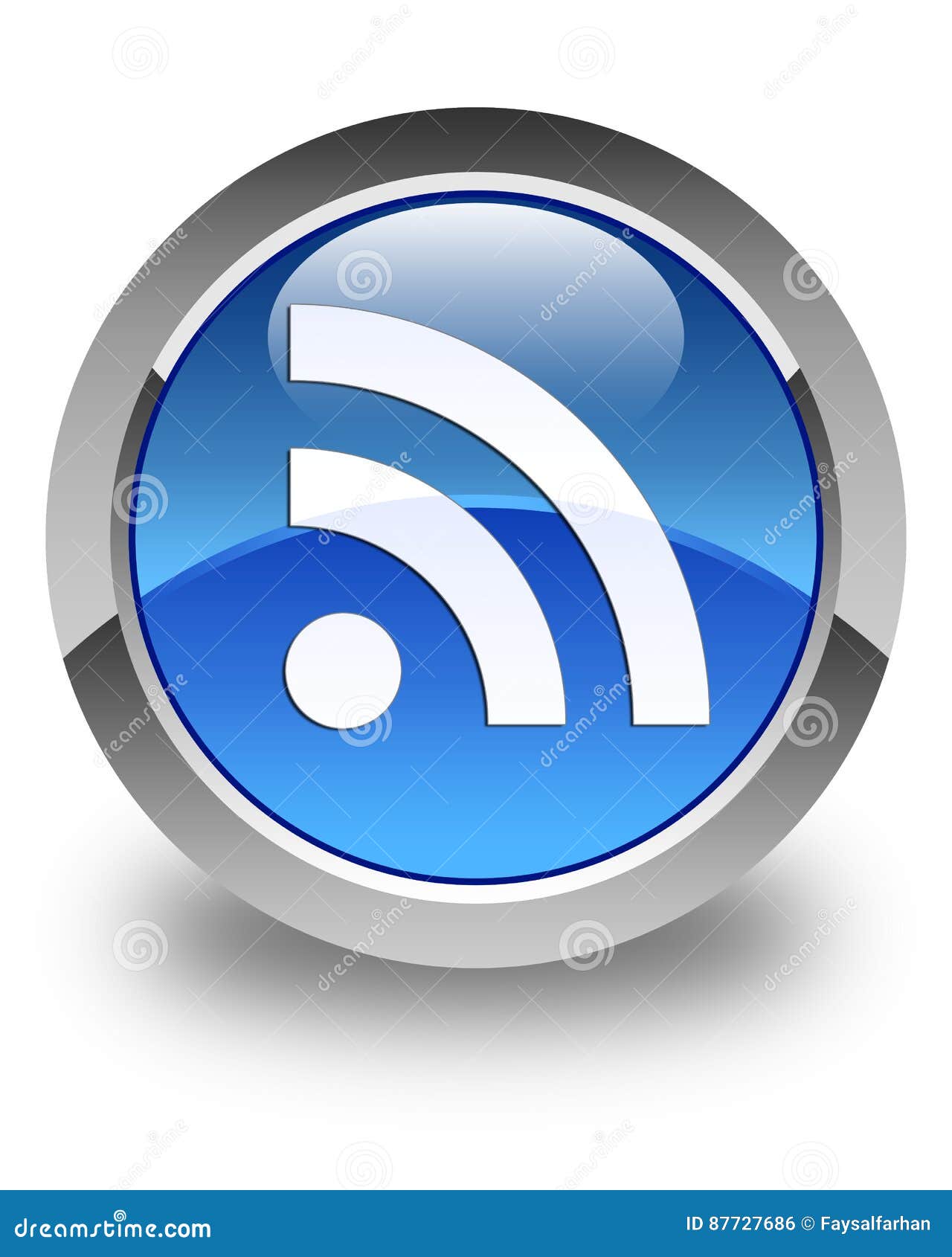 RSS Icon Glossy Blue Round Button Stock Illustration - Illustration of ...