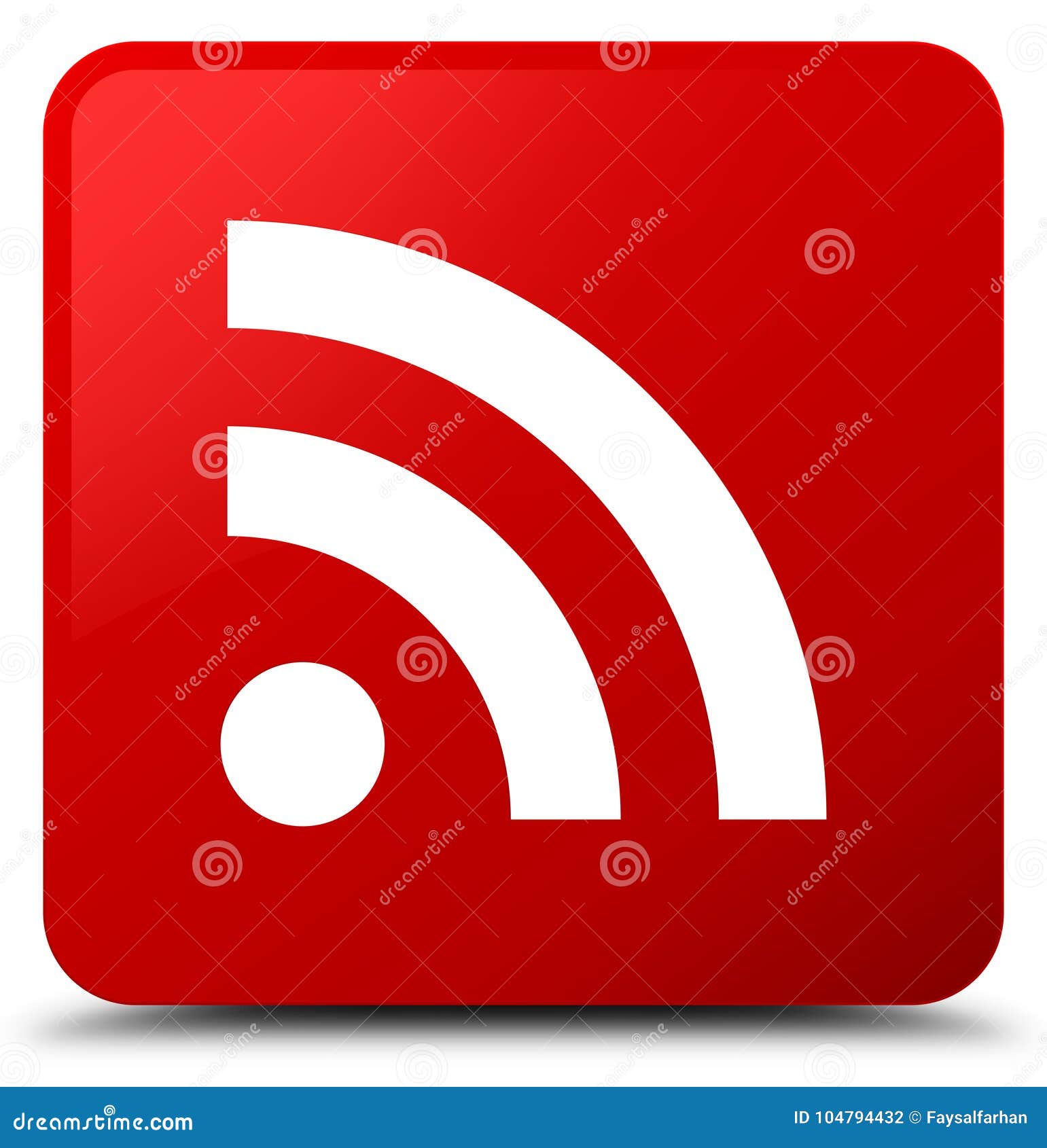 RSS icon red square button stock illustration. Illustration of icon ...