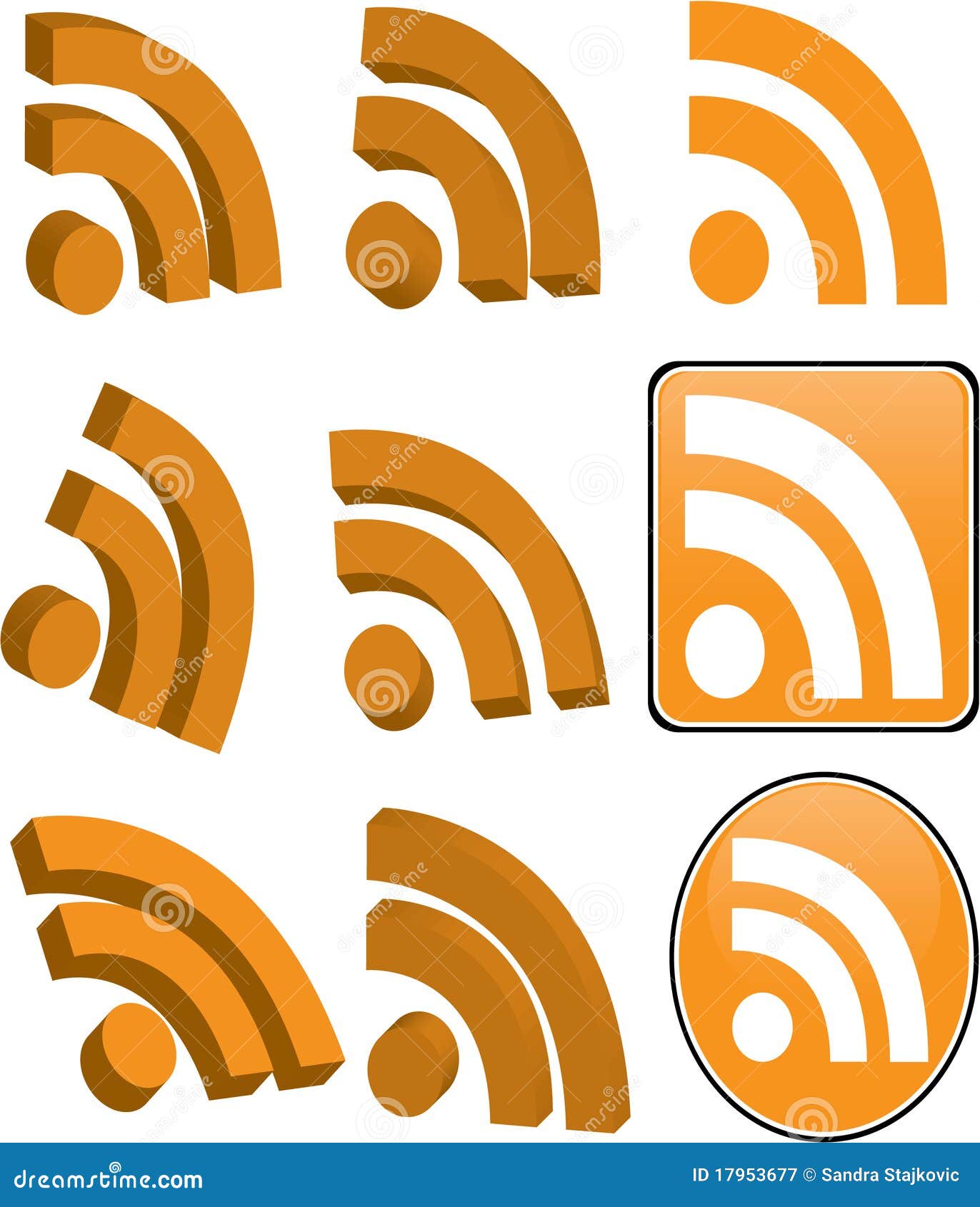RSS Icon Set Isolated on White Stock Vector - Illustration of glossy ...