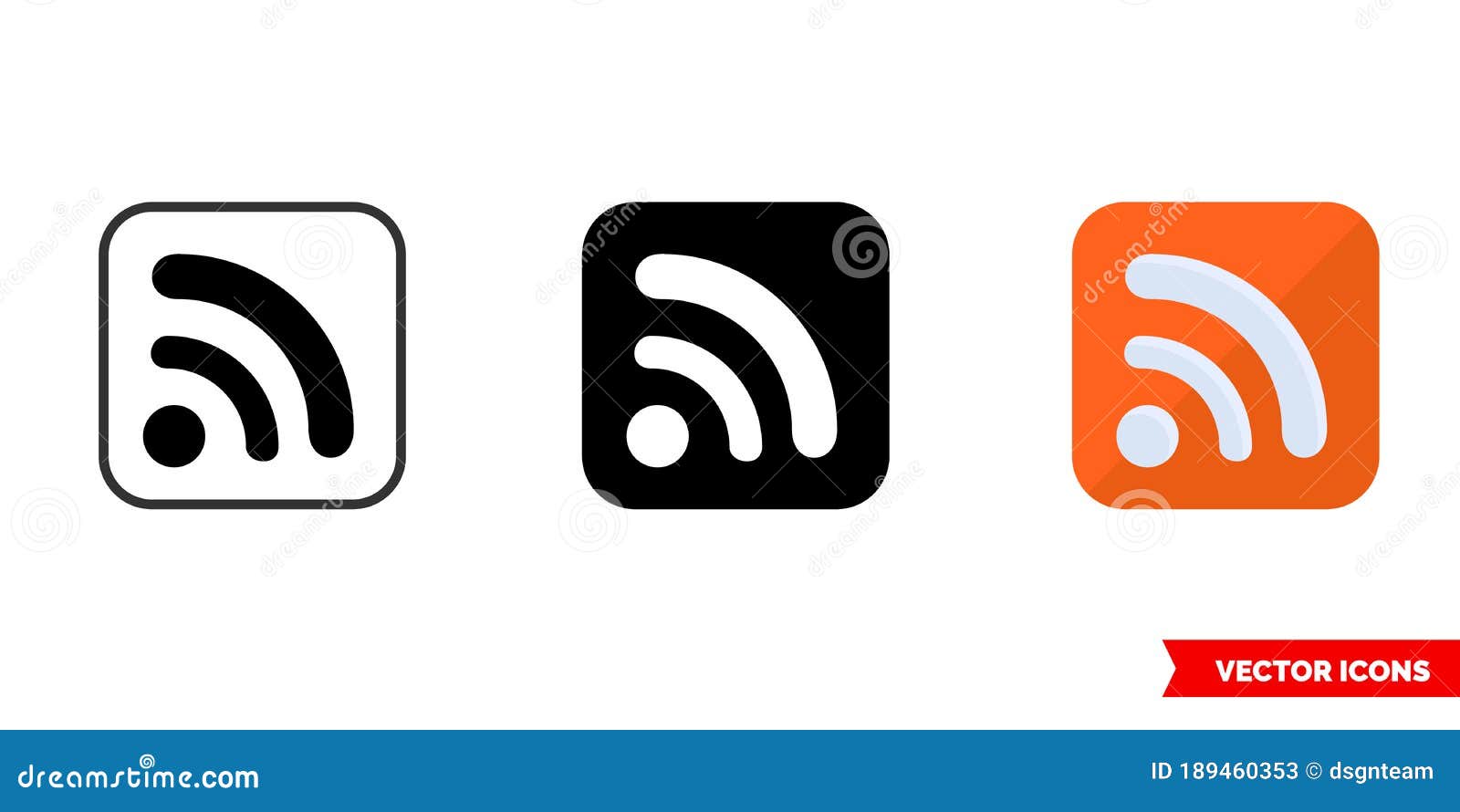 RSS Icon of 3 Types. Isolated Vector Sign Symbol. Stock Vector ...