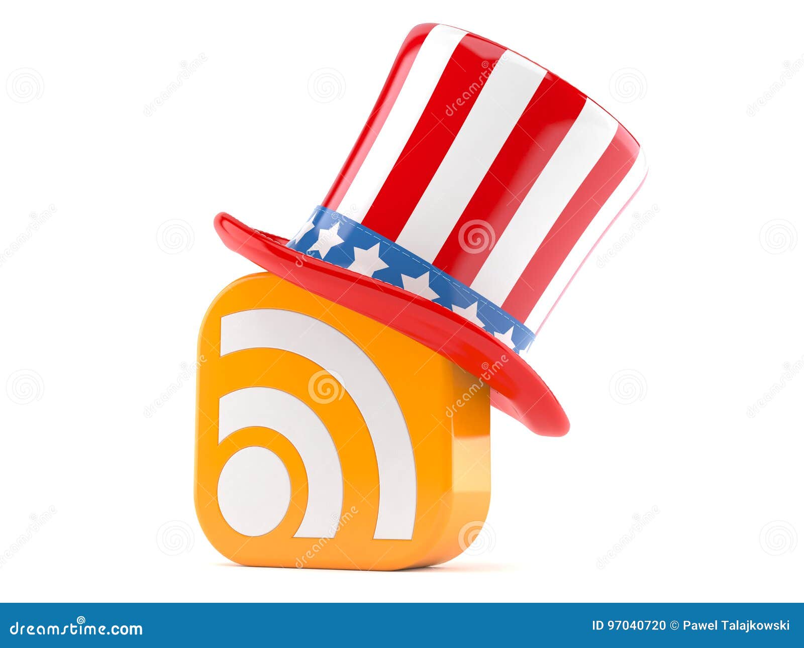 RSS icon with usa hat stock illustration. Illustration of channel - 97040720