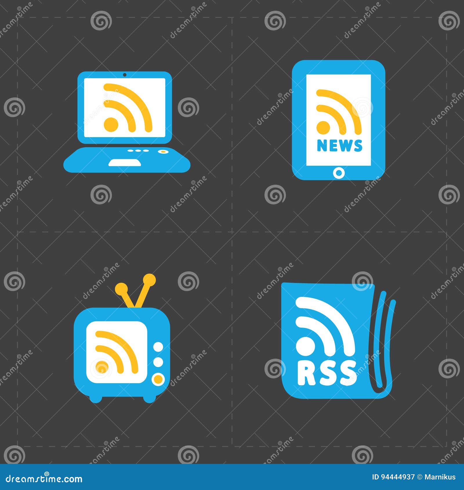 RSS Sign Icons. RSS Feed Symbols Stock Vector - Illustration of laptop ...
