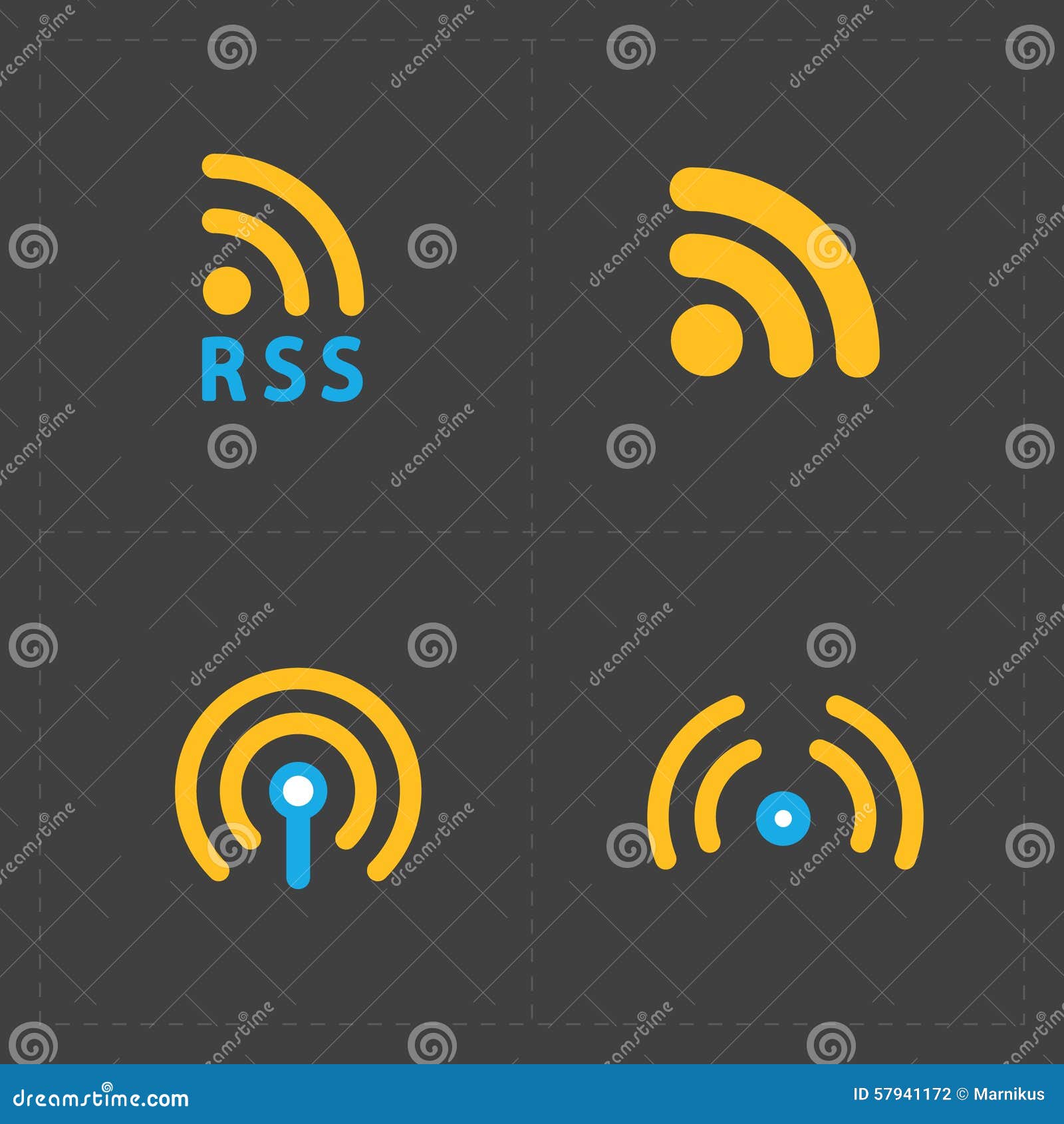 RSS Sign Icons. RSS Feed Symbols on Black Stock Vector - Illustration ...