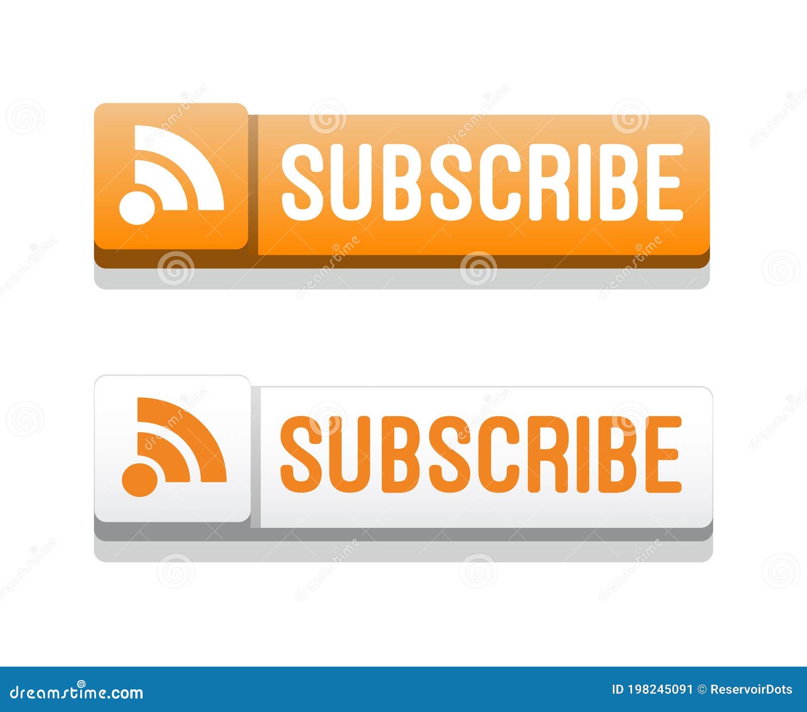 RSS Subscribe Buttons stock vector. Illustration of feed - 198245091