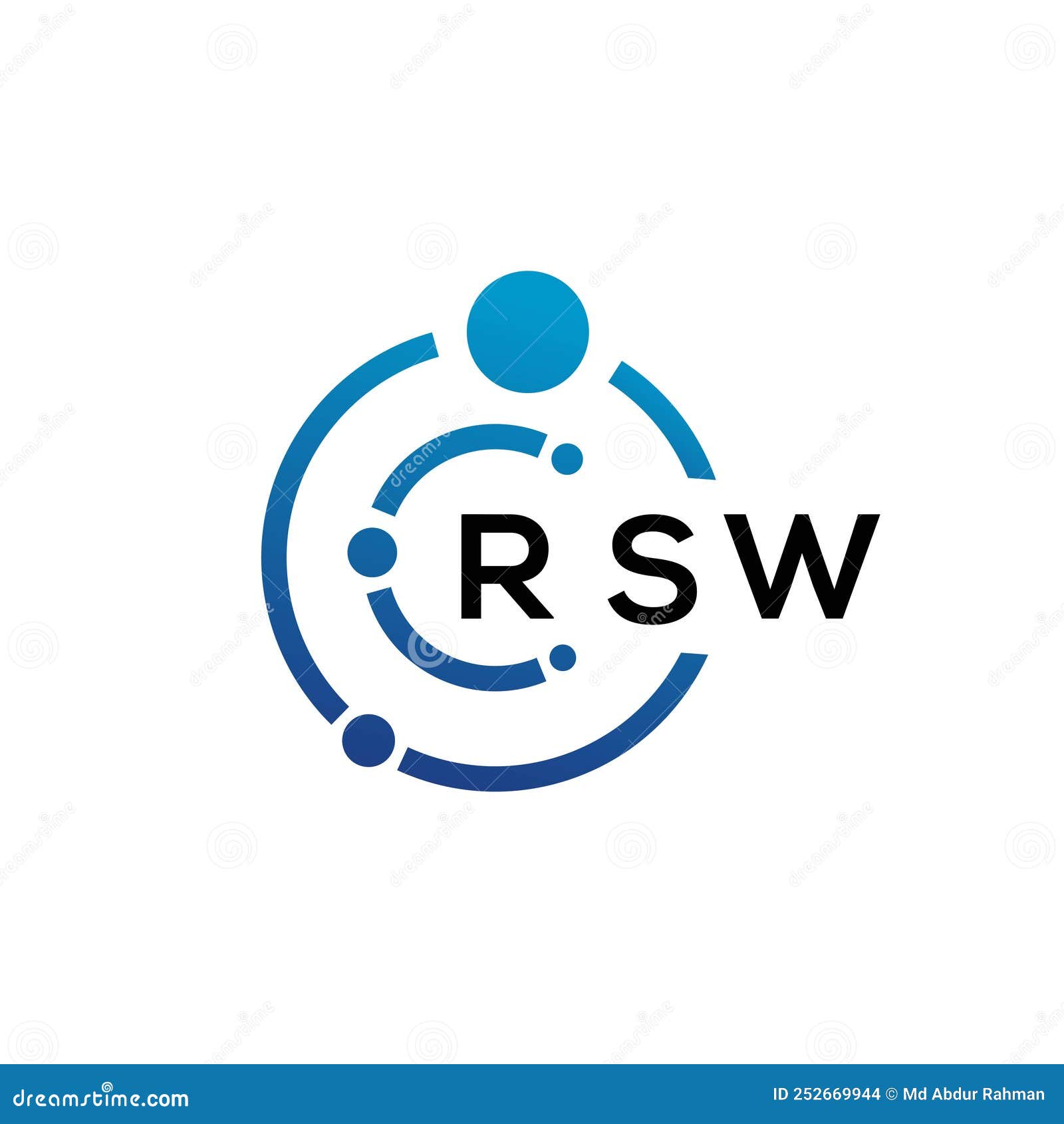 RSW Letter Technology Logo Design on White Background. RSW Creative ...