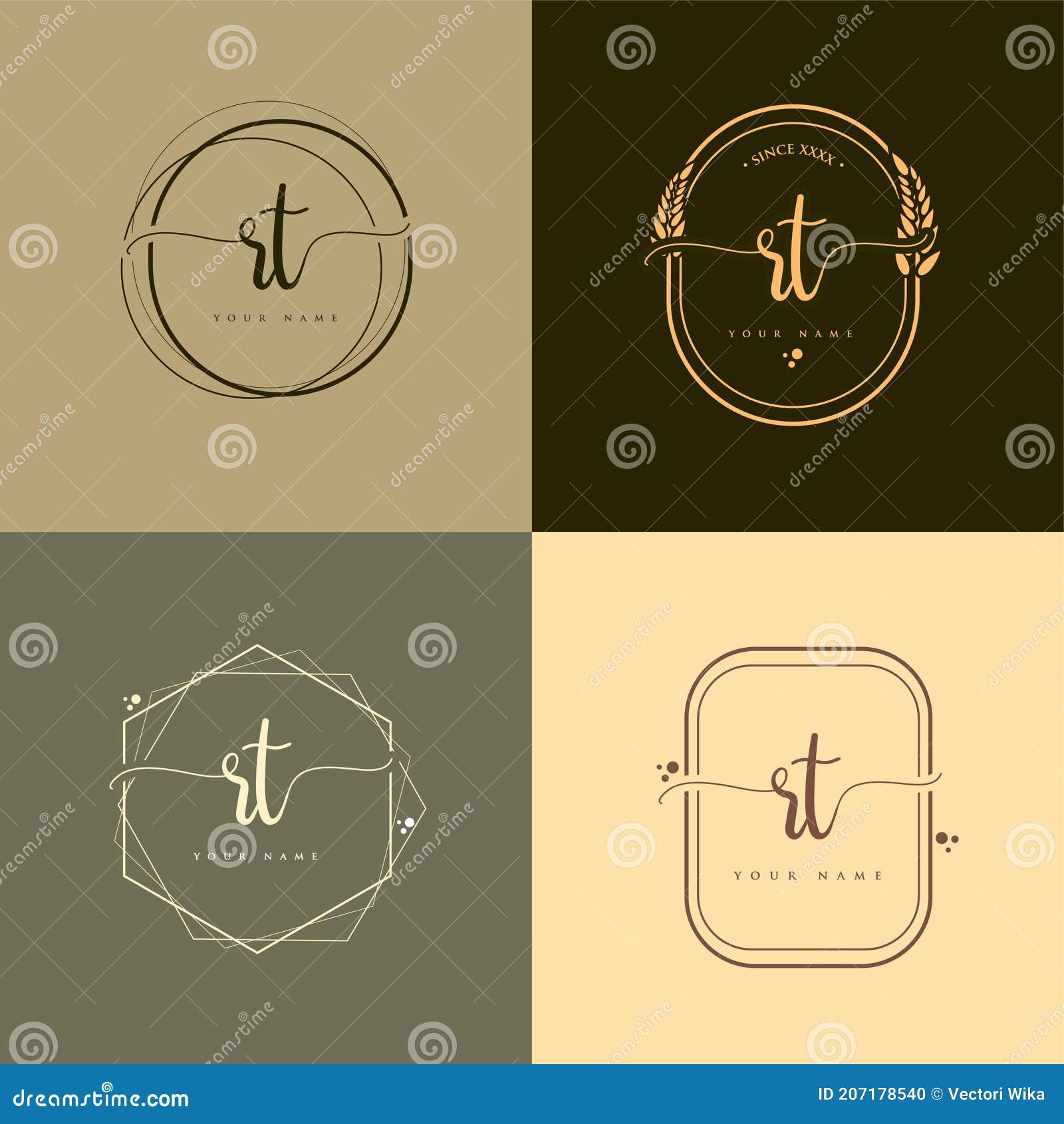 RT Initial Handwriting Logo Vector Sets. Hand Lettering Initials Logo ...