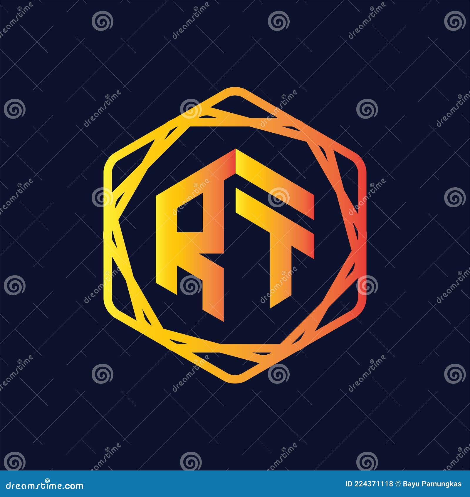 RT Initial Letter Hexagonal Logo Vector Stock Vector - Illustration of ...