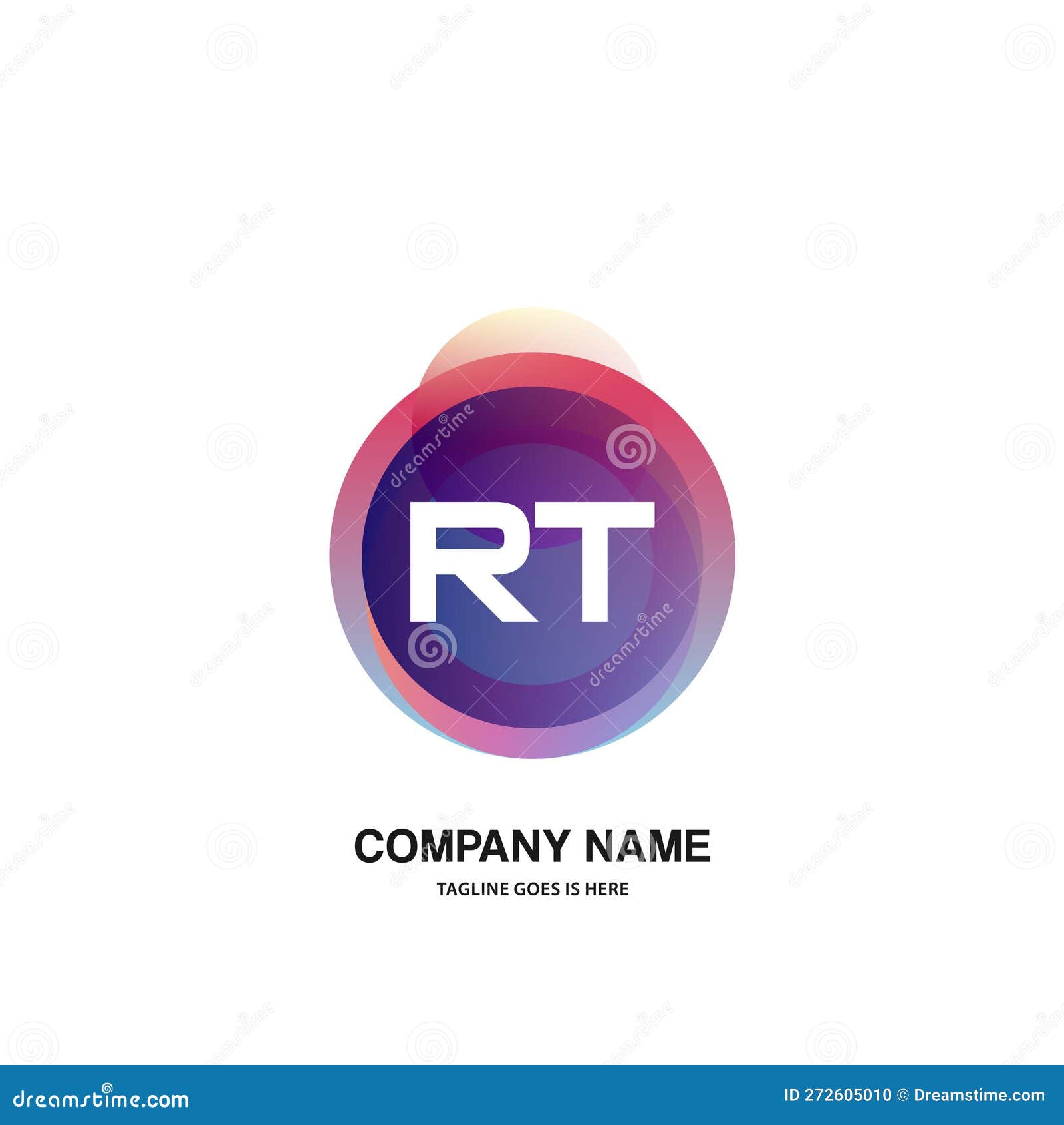 RT Initial Logo with Colorful Circle Template Vector Stock Vector ...