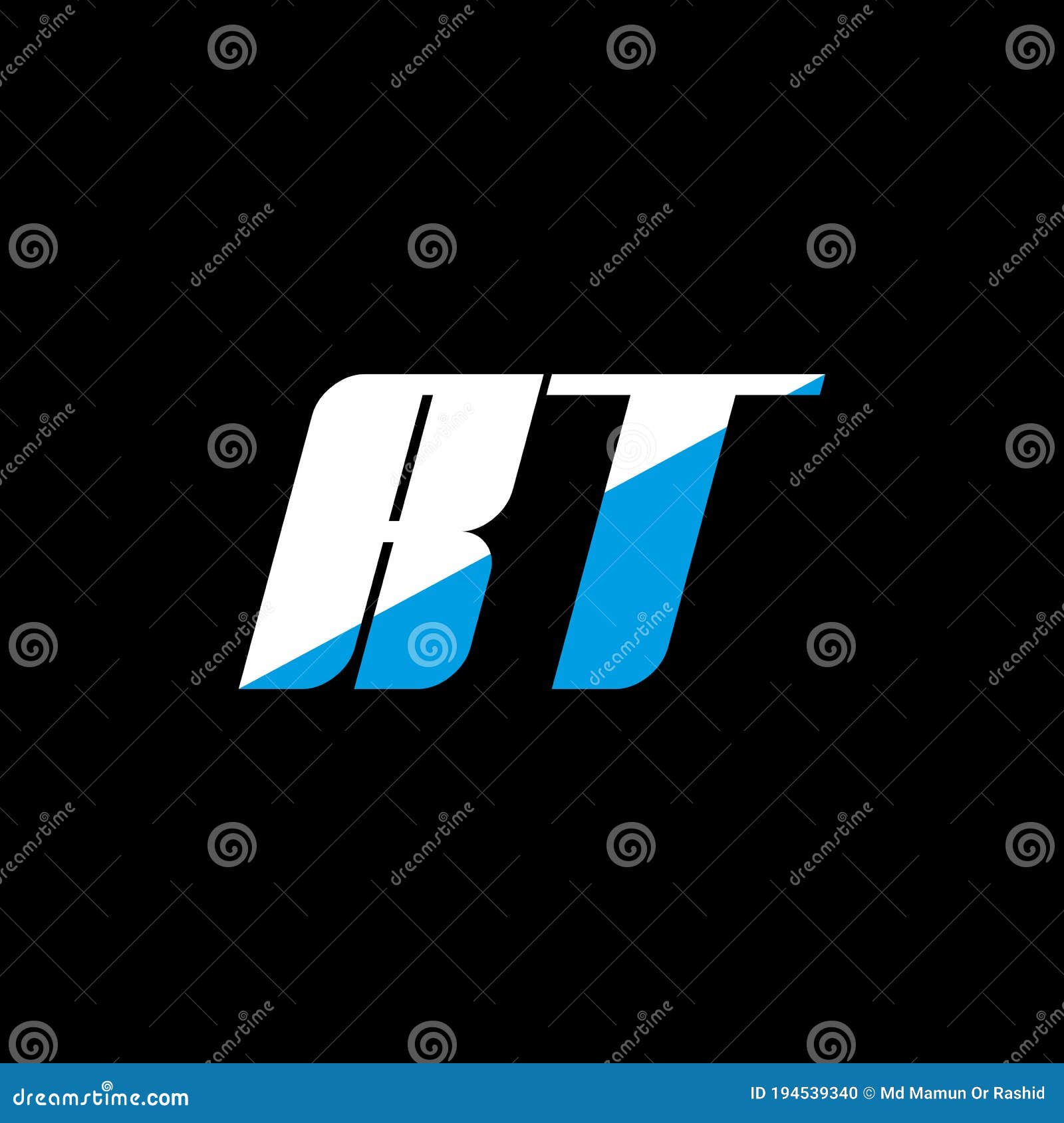 RT Letter Logo Design on Black Background. RT Creative Initials Letter ...