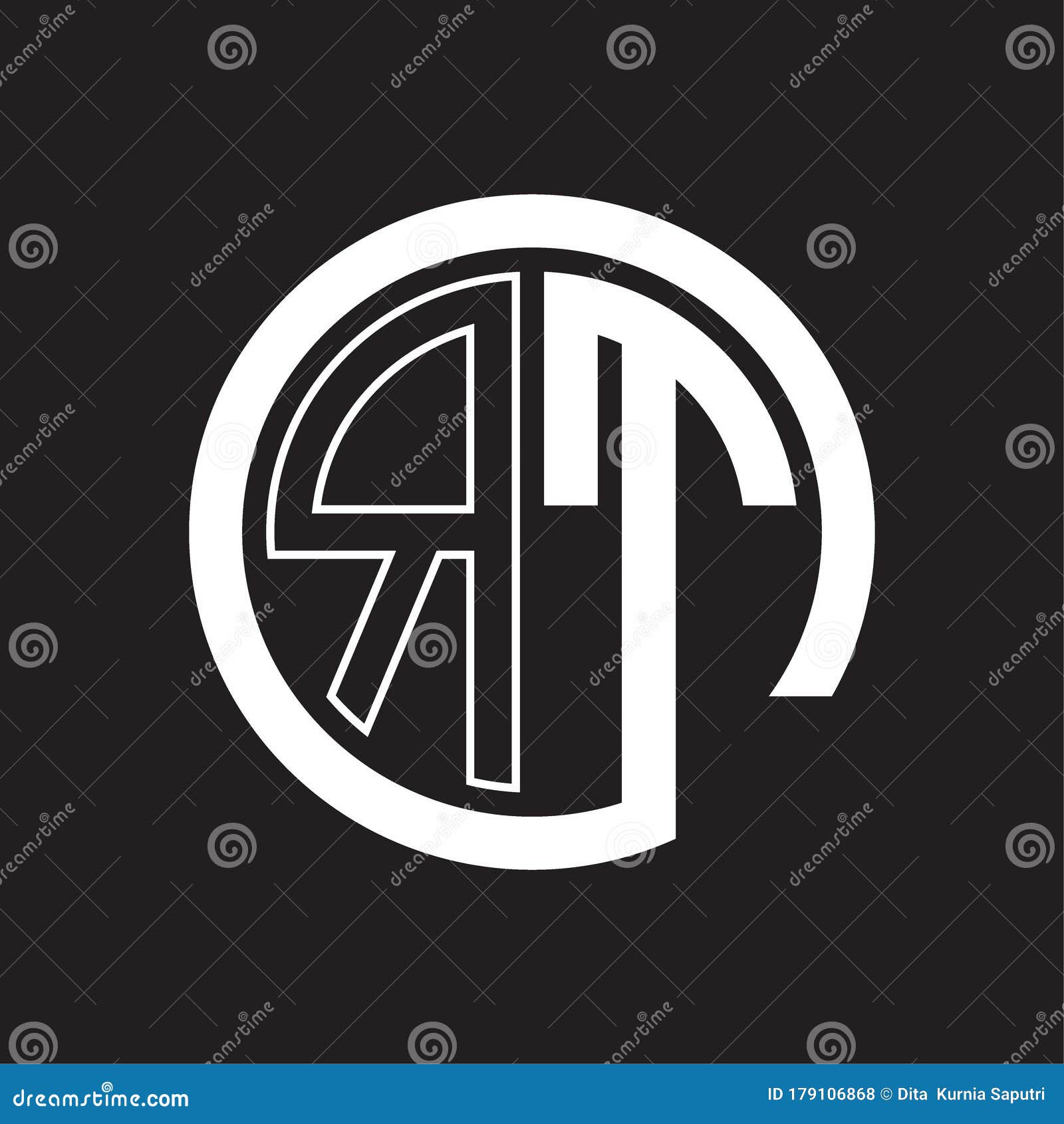 RT Logo with Circle Rounded Negative Space Design Template Stock Vector ...