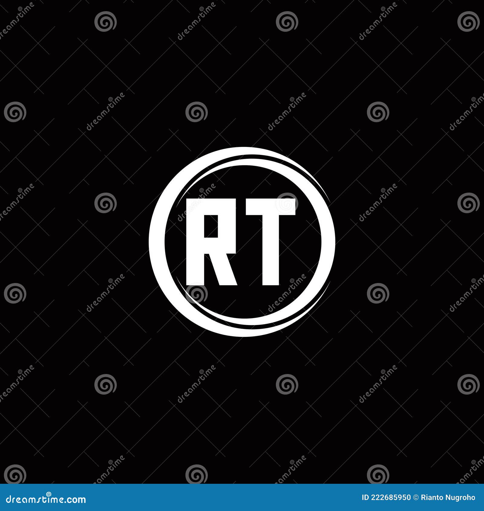 RT Logo Initial Letter Monogram with Circle Slice Rounded Design ...