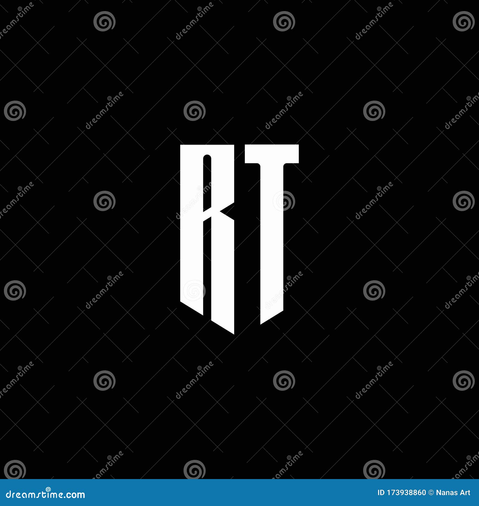 RT Logo Monogram with Emblem Style Isolated on Black Background Stock ...