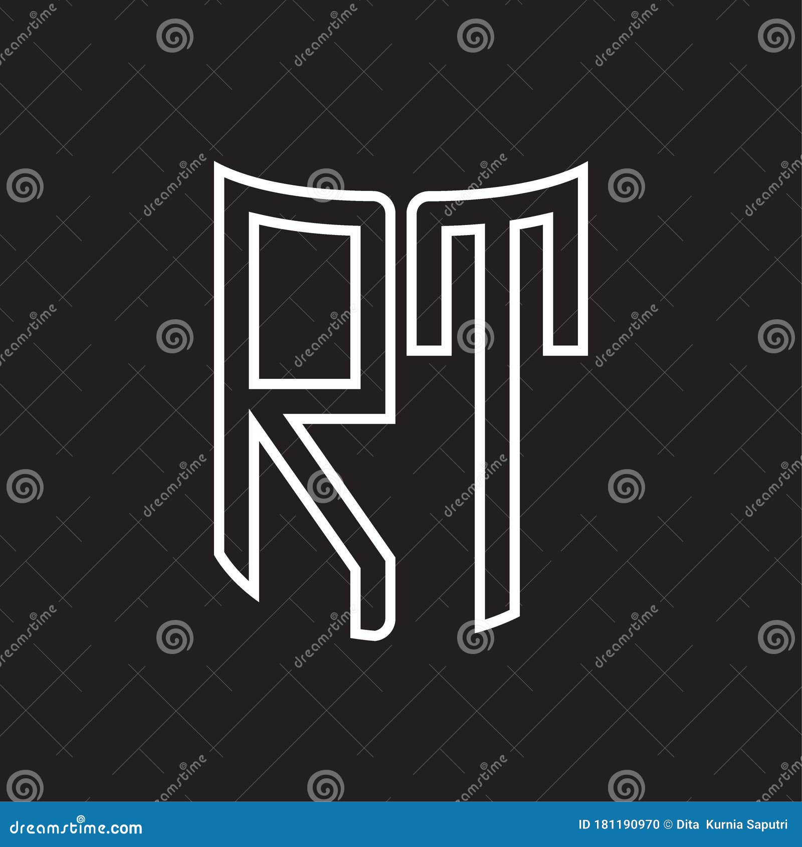 RT Logo Monogram with Ribbon Style Outline Design Template Stock Vector ...