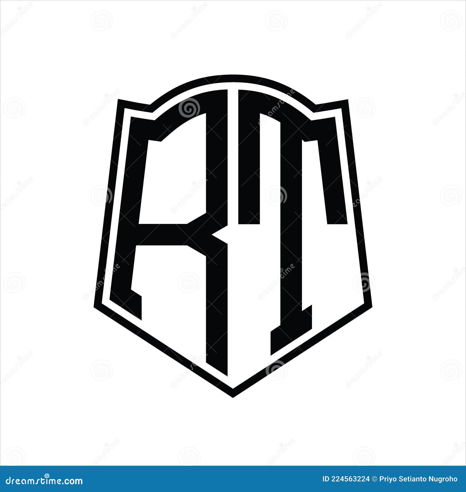 RT Logo Monogram with Shield Shape Outline Design Template Stock Vector ...