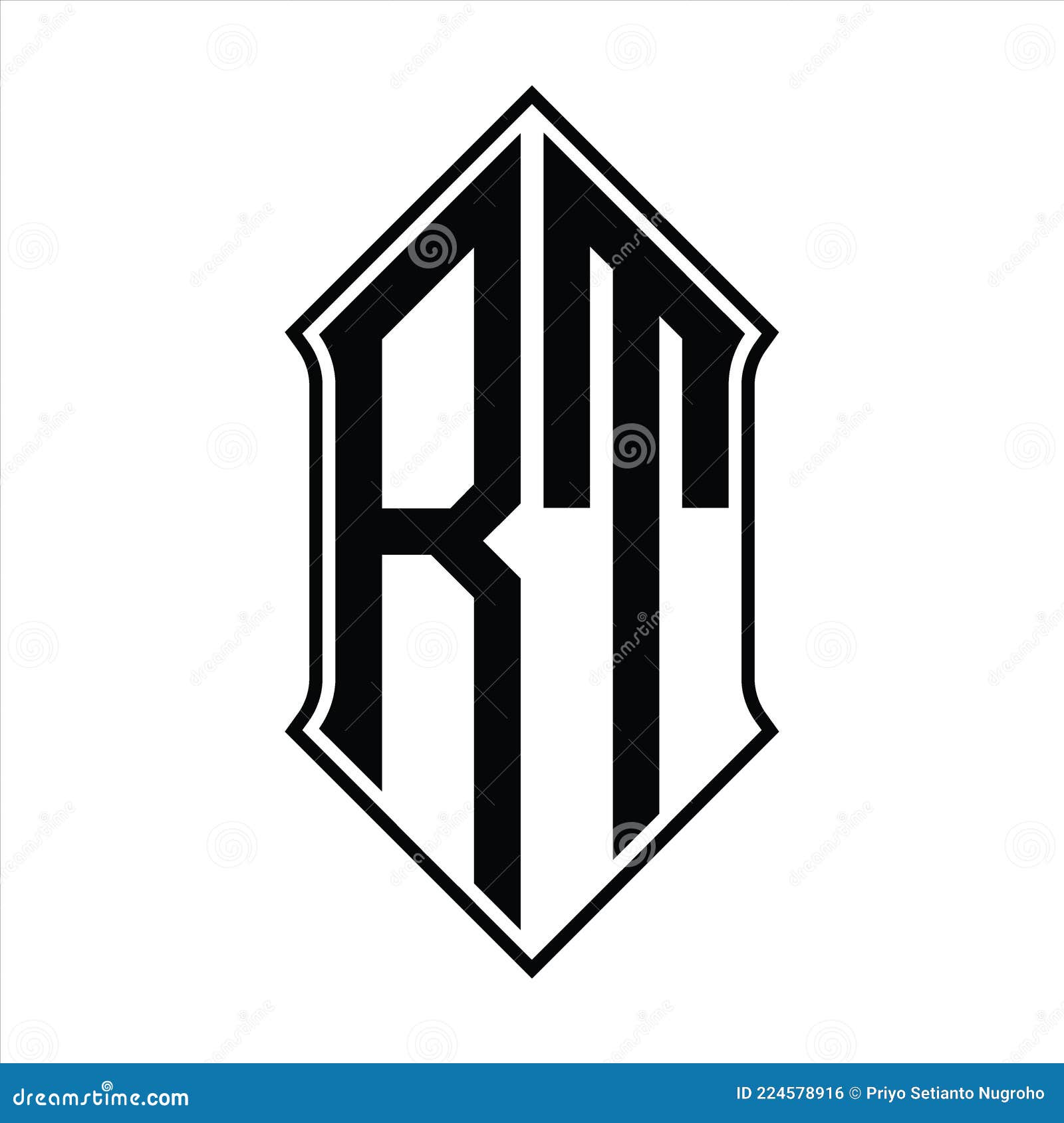 RT Logo Monogram with Shieldshape and Outline Design Template Vector ...