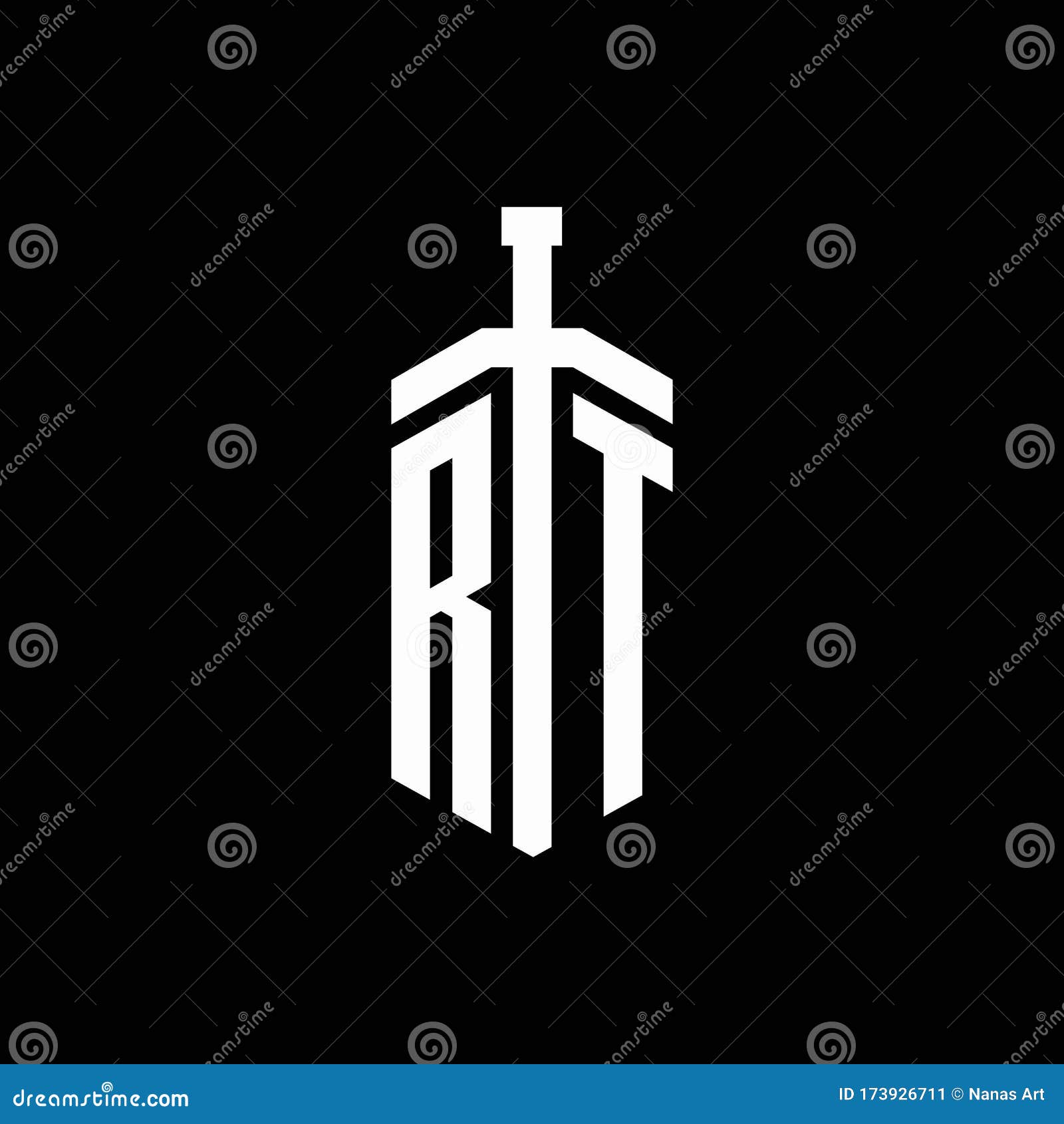RT Logo Monogram with Sword Element Ribbon Design Template Stock Vector ...