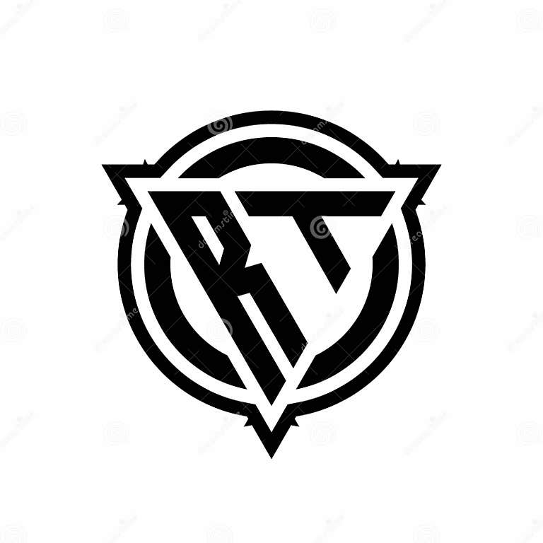 RT Logo with Triangle Shape and Circle with Outline Rounded Design ...