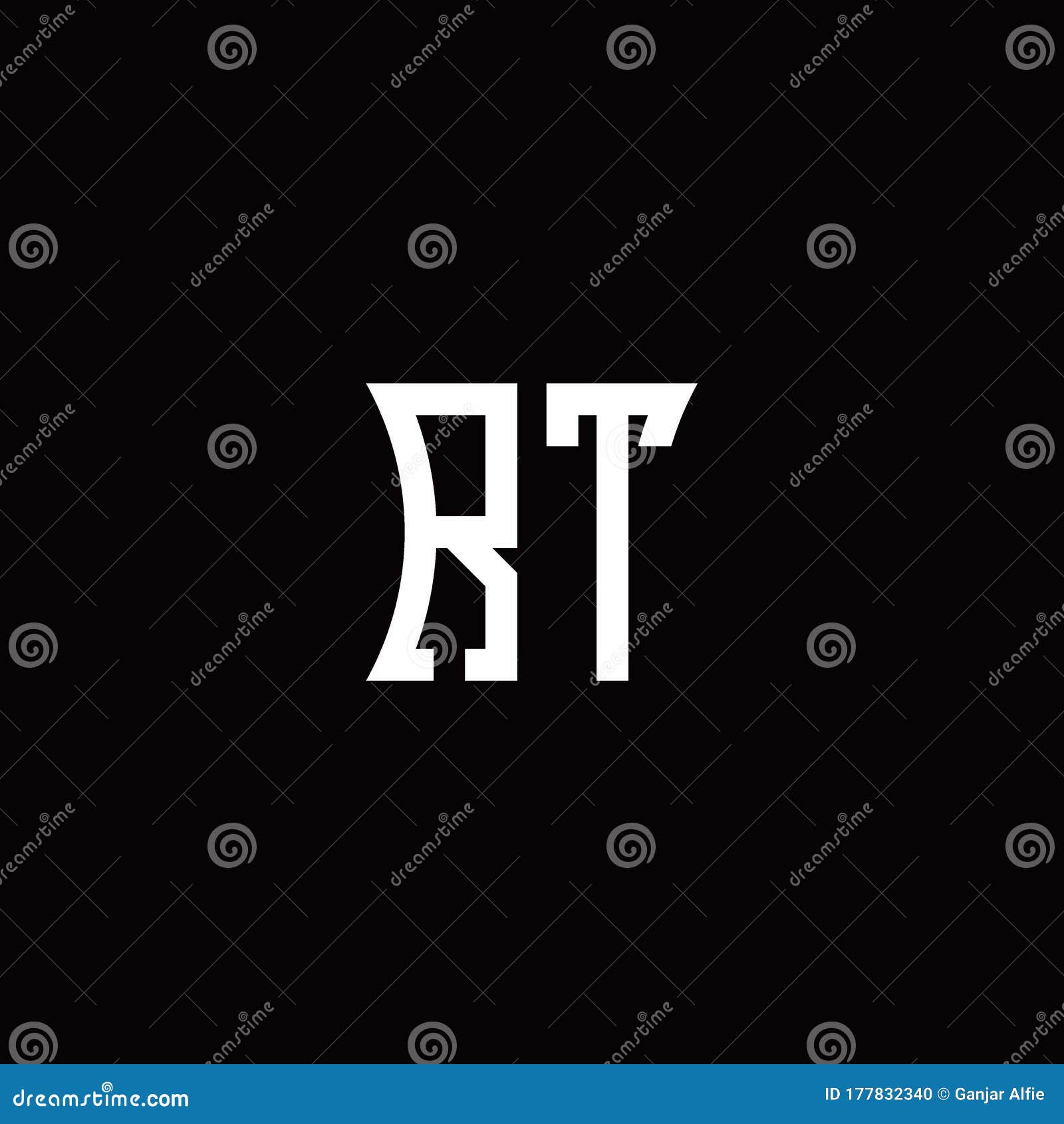 RT Monogram Logo Letter with Curved Side Style Stock Vector ...