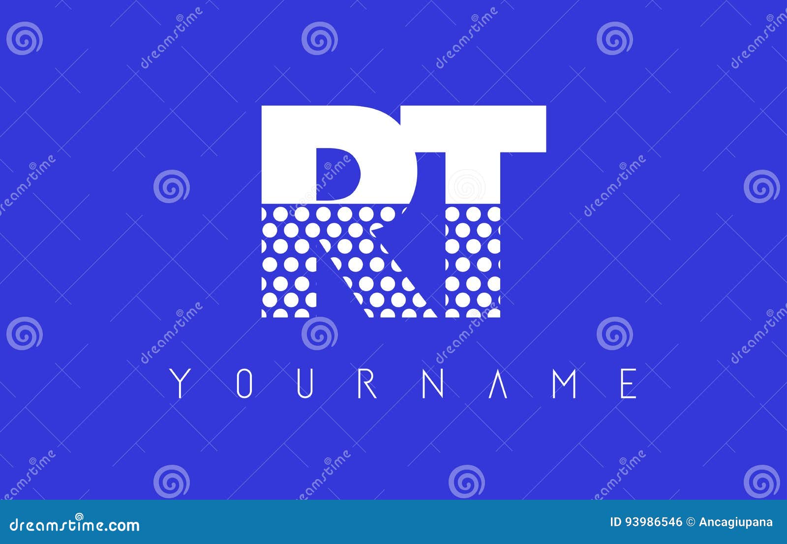RT R T Dotted Letter Logo Design with Blue Background. Stock Vector ...