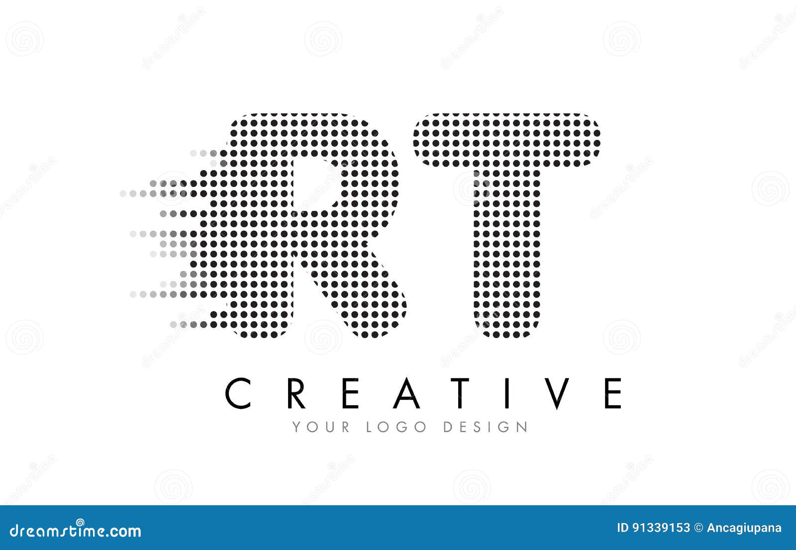 RT R T Letter Logo with Black Dots and Trails. Stock Vector ...