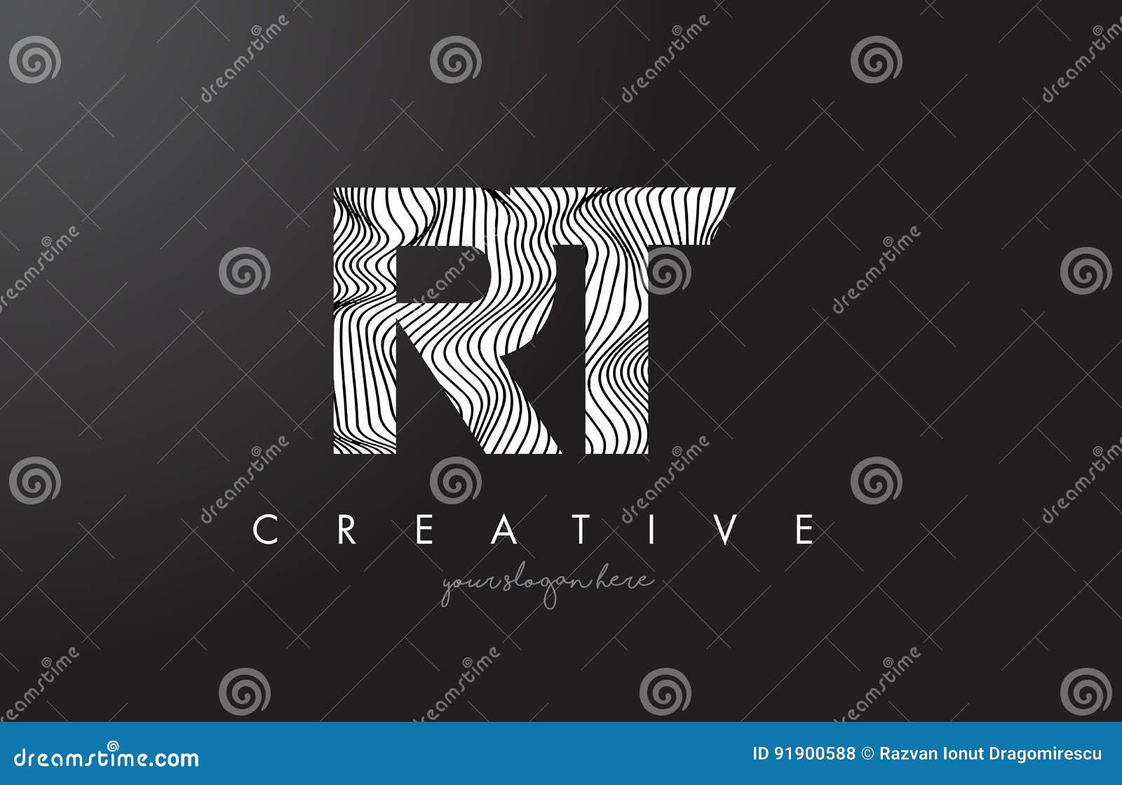 RT R T Letter Logo with Zebra Lines Texture Design Vector. Stock Vector ...