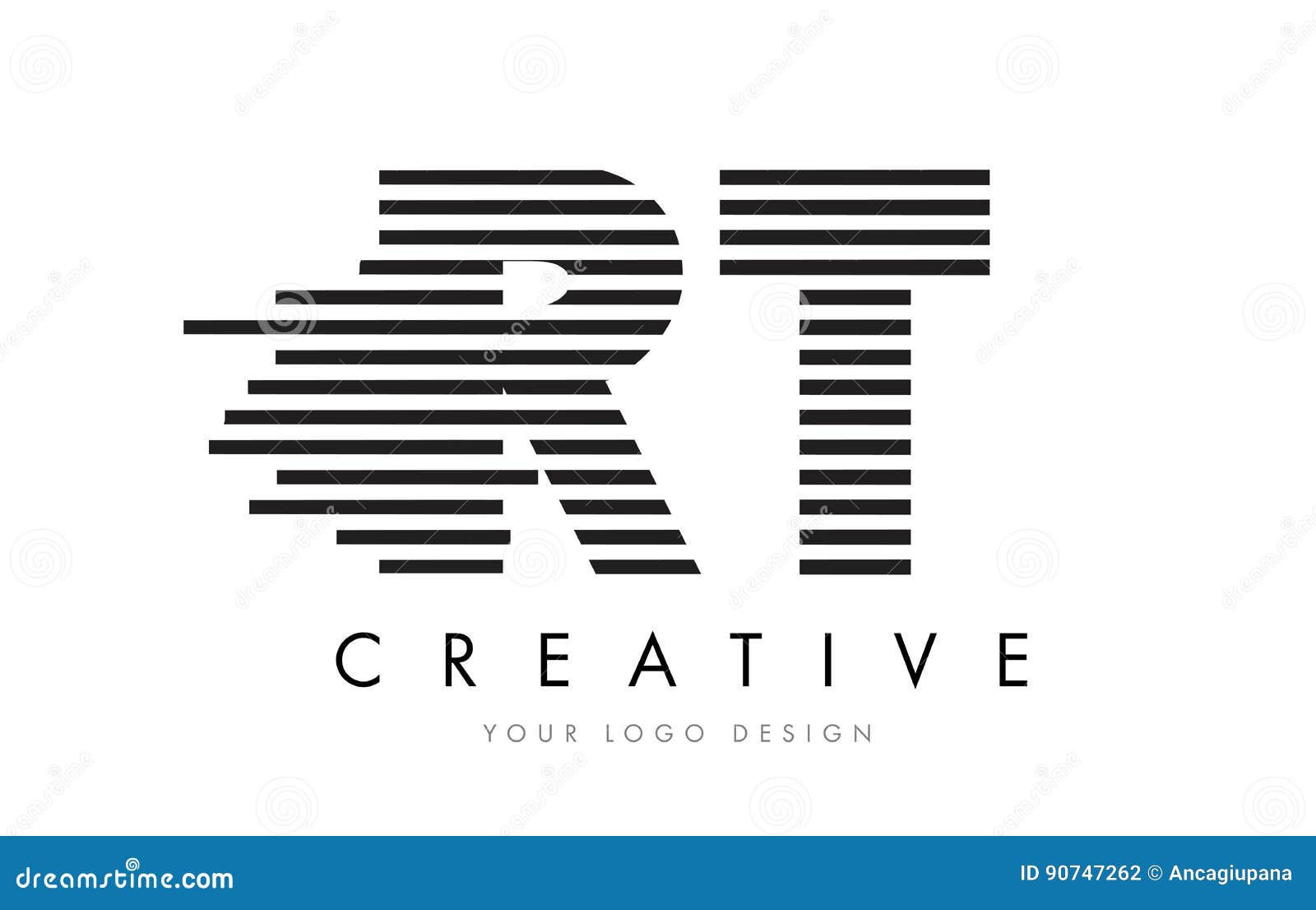 RT R T Zebra Letter Logo Design with Black and White Stripes Stock ...