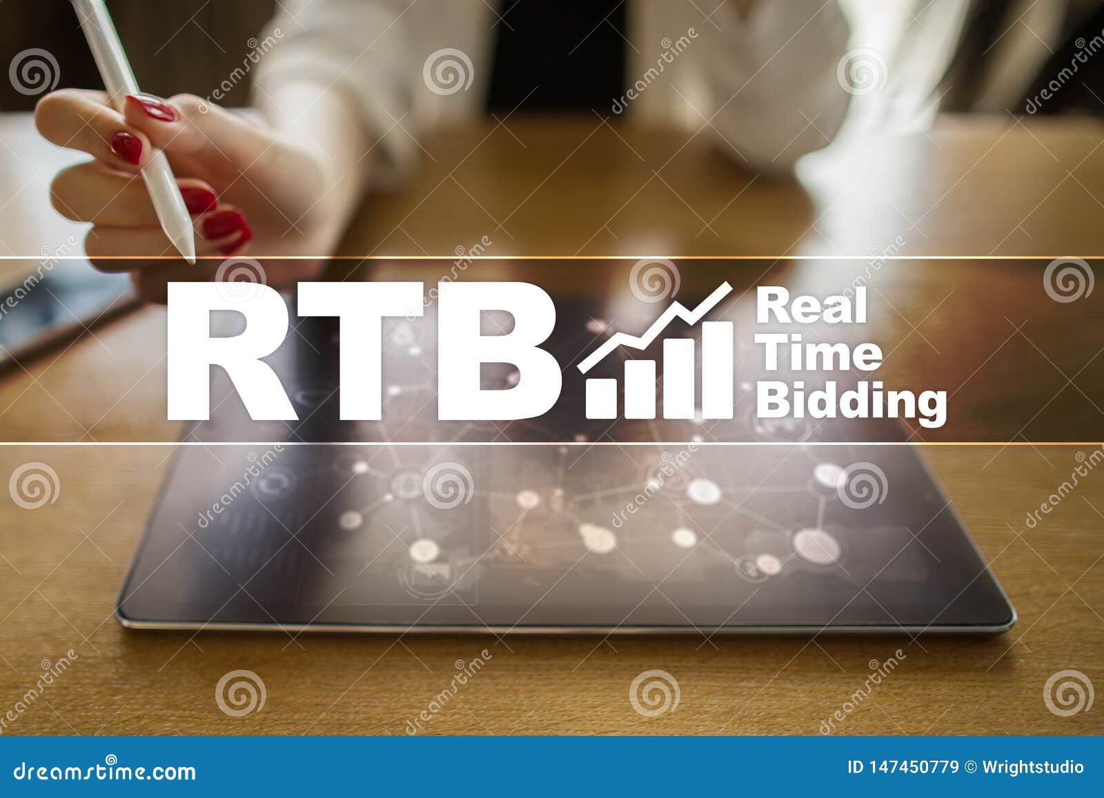 RTB - Real-time Bidding on Virtual Screen, Business Concept. Stock ...