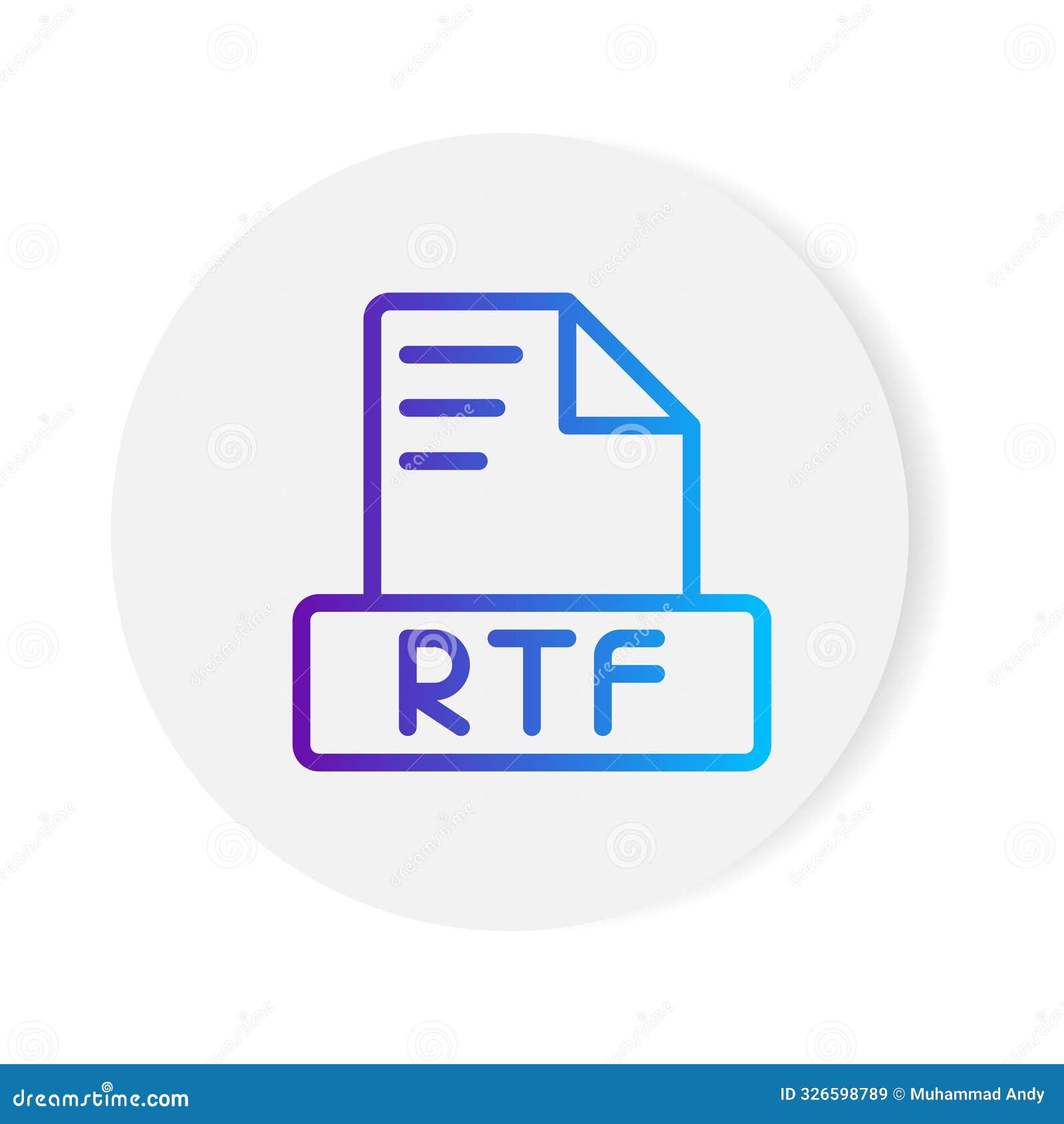 Rtf Document Format File Icon. with Gradient Outlines. Vector ...