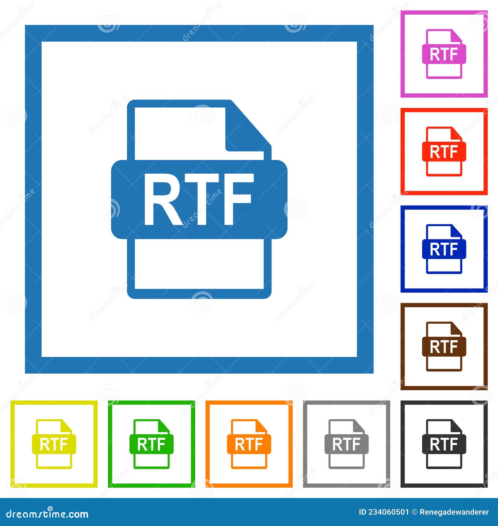 RTF File Format Flat Framed Icons Stock Vector - Illustration of ...