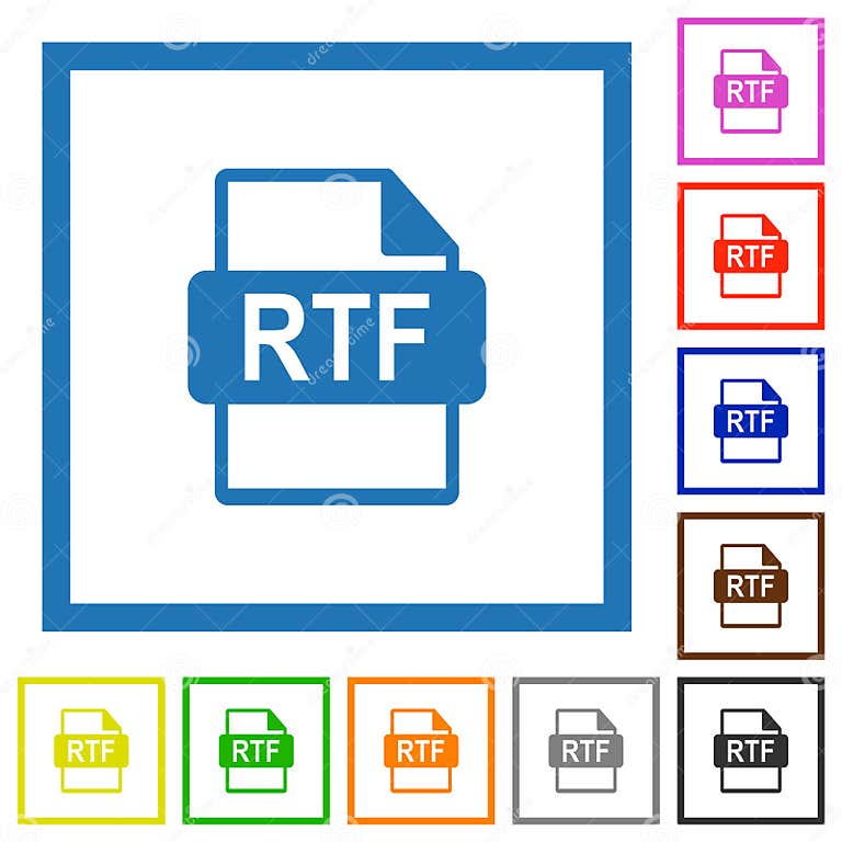 RTF File Format Flat Framed Icons Stock Vector - Illustration of ...