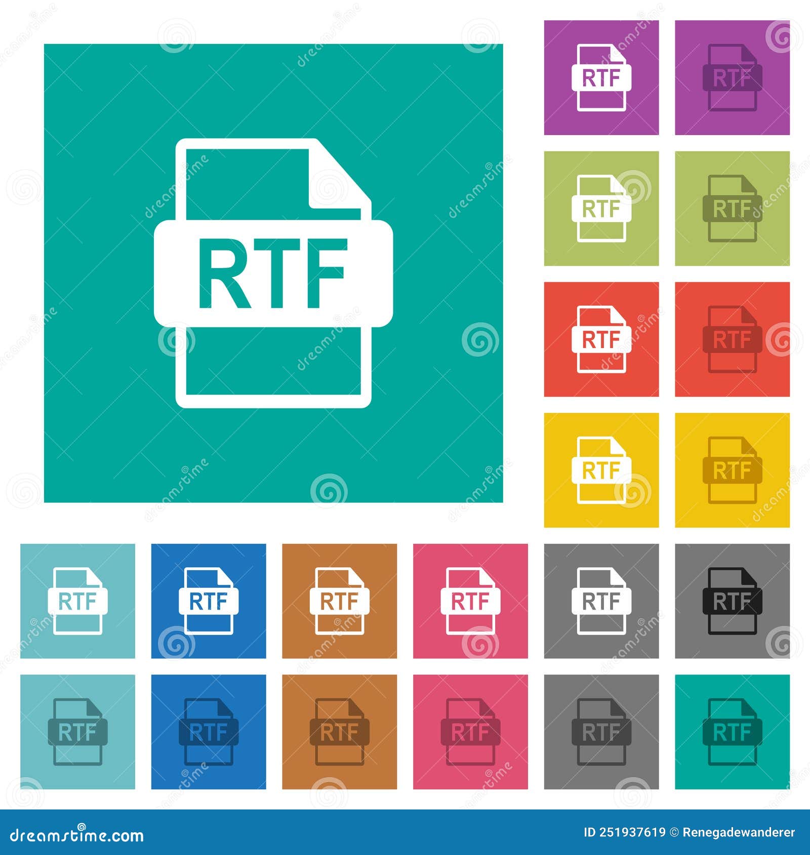 RTF File Format Square Flat Multi Colored Icons Stock Vector ...
