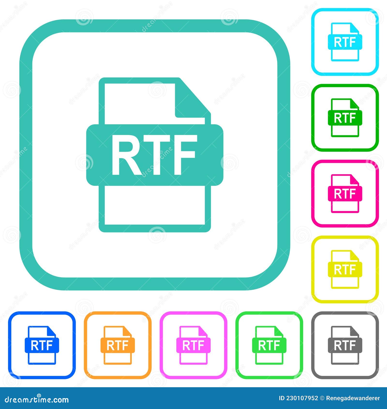 RTF File Format Vivid Colored Flat Icons Stock Vector - Illustration of ...