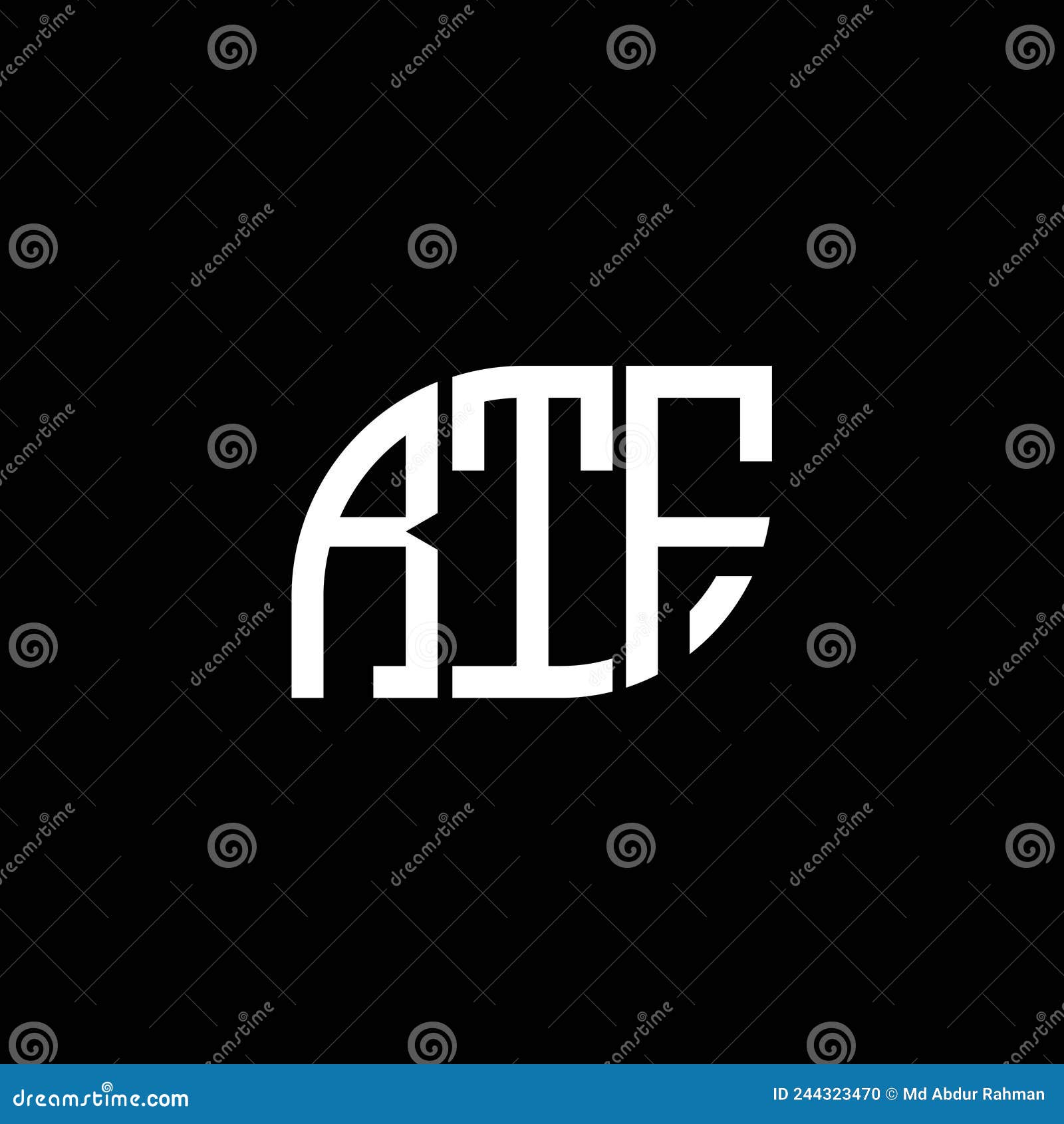 RTF Letter Logo Design on Black Background. RTF Creative Initials ...