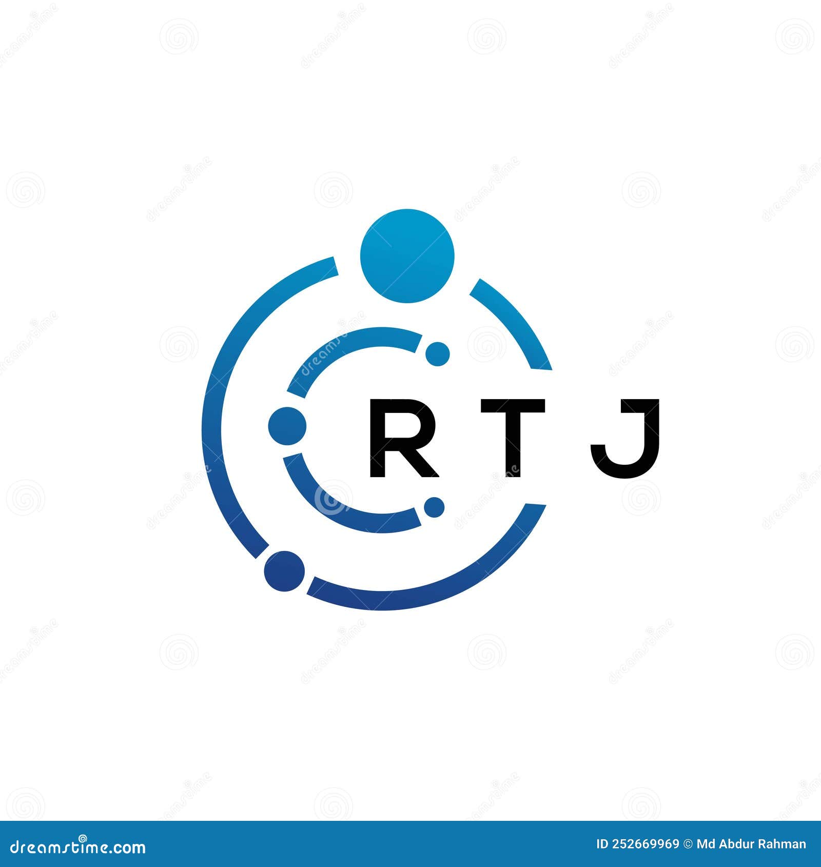 RTJ Letter Technology Logo Design on White Background. RTJ Creative ...